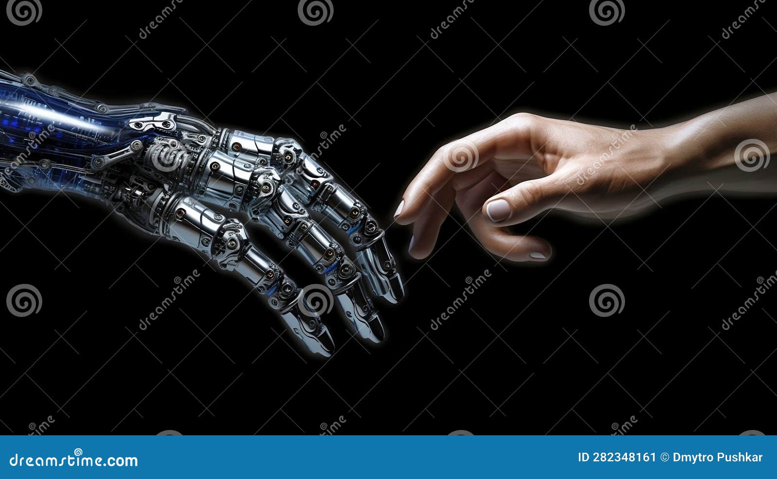 Artificial Intelligence Hand and People Hand. Ai Generative Stock ...