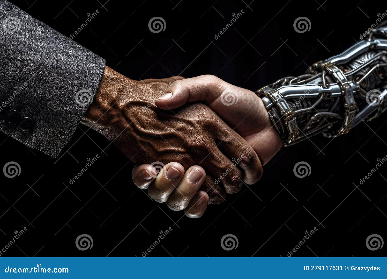 Artificial Intelligence Handshake with a Human, Teamwork Concept.AI ...