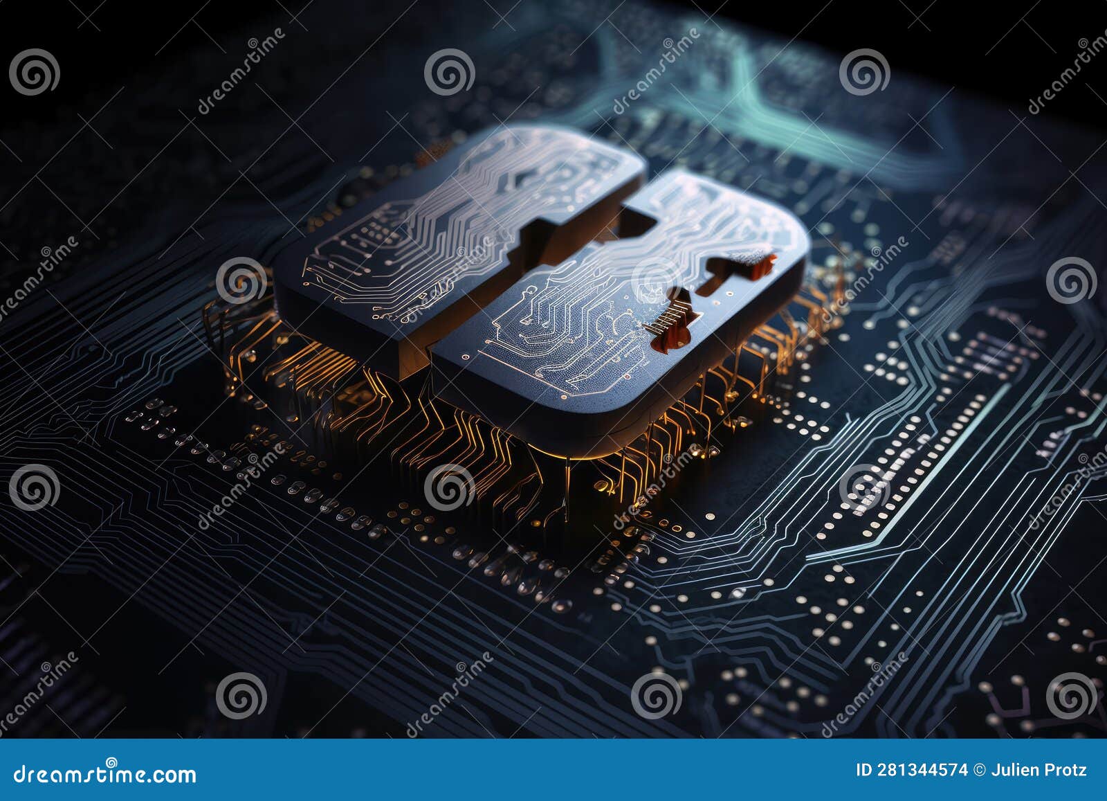 Artificial Intelligence Hardware Concept. Brain Made of Circuits Stock ...