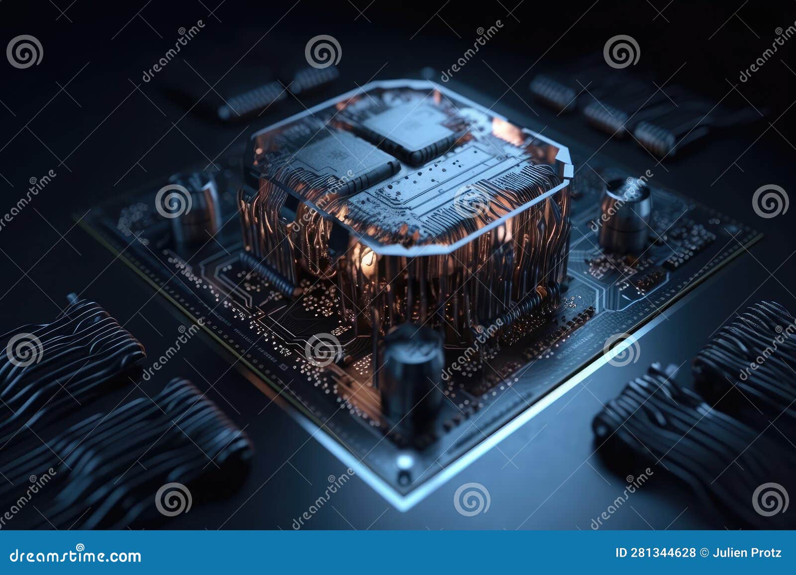Artificial Intelligence Hardware Concept. Brain Made of Circuits in the ...