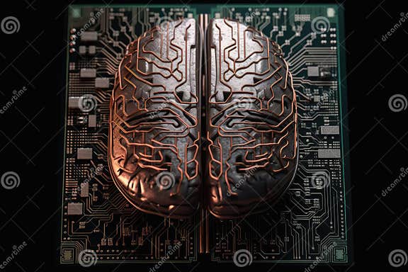Artificial Intelligence Hardware Concept. Brain Made of Circuits in the ...