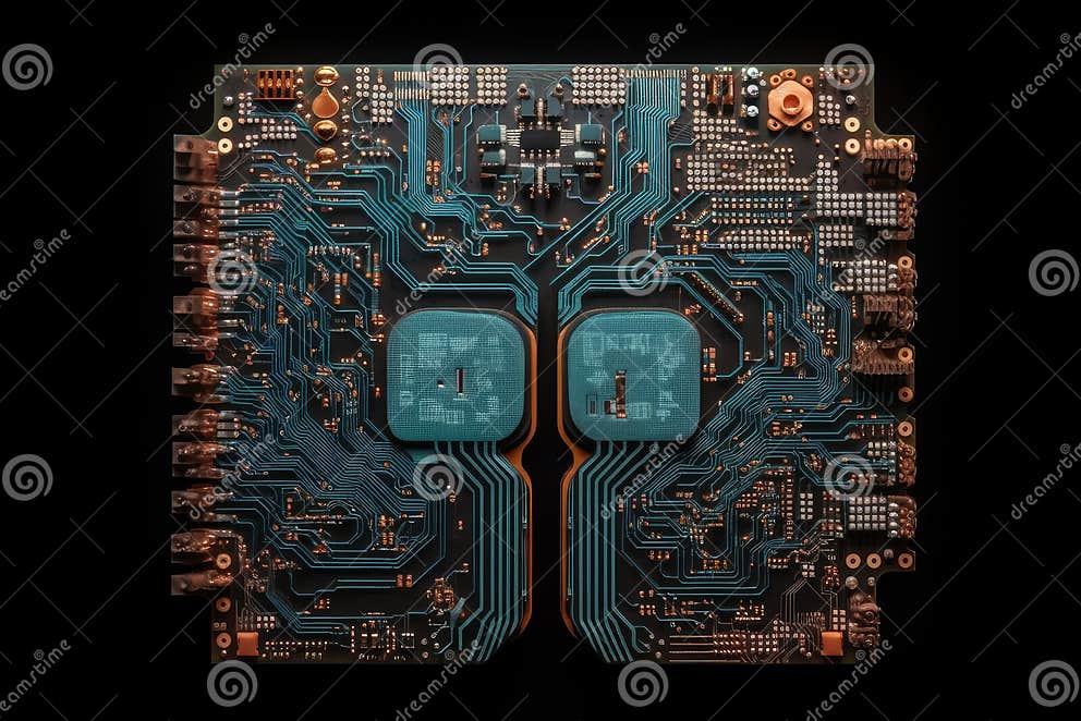 Artificial Intelligence Hardware Concept. Brain Made of Circuits in the ...
