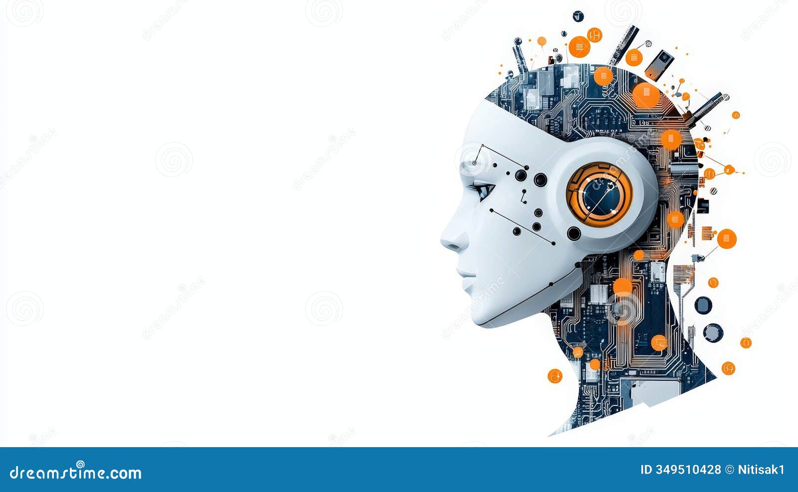 Artificial Intelligence Head Profile Design Stock Illustration ...