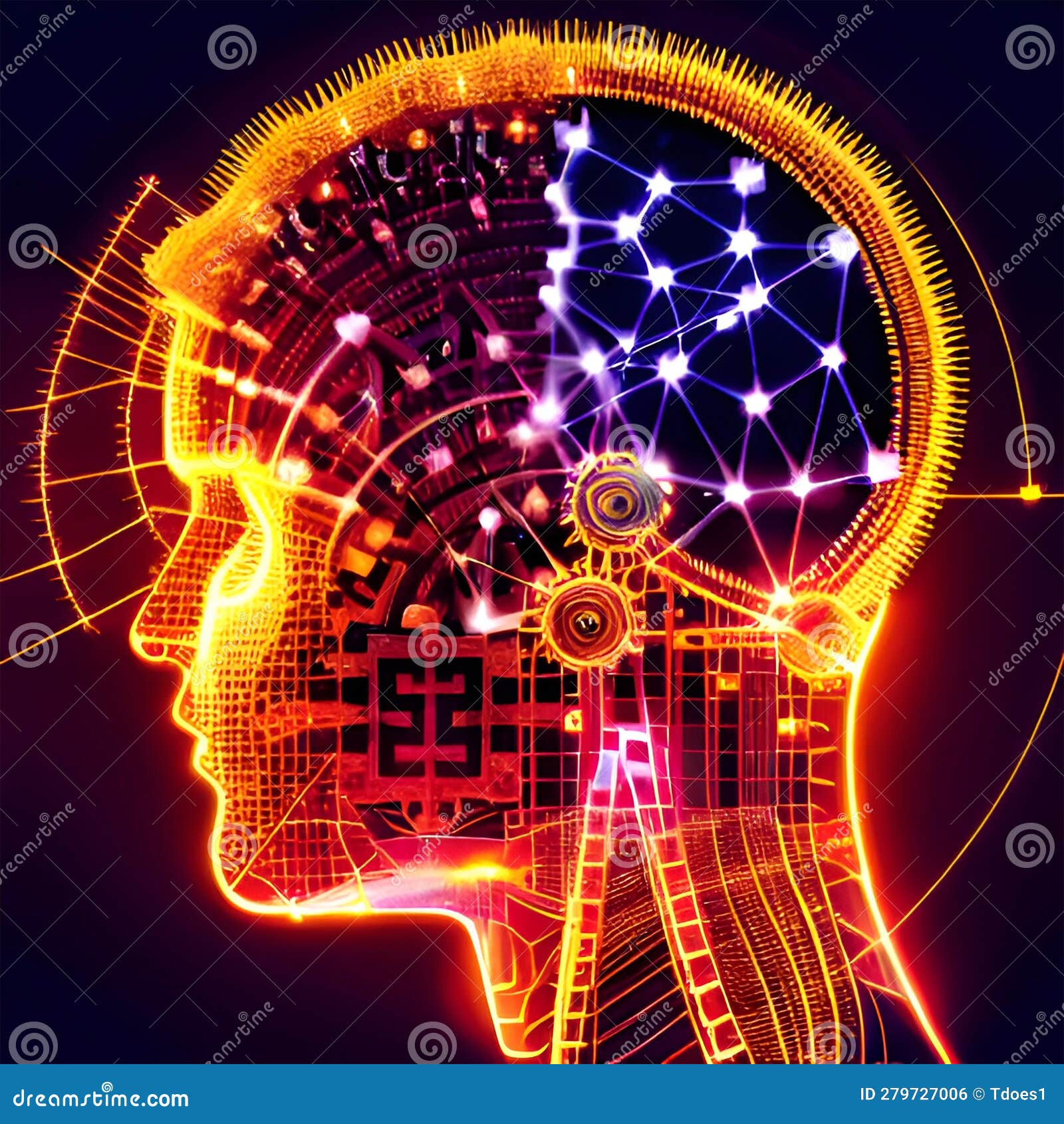 Artificial Intelligence - Head Shape - AI Stock Illustration ...