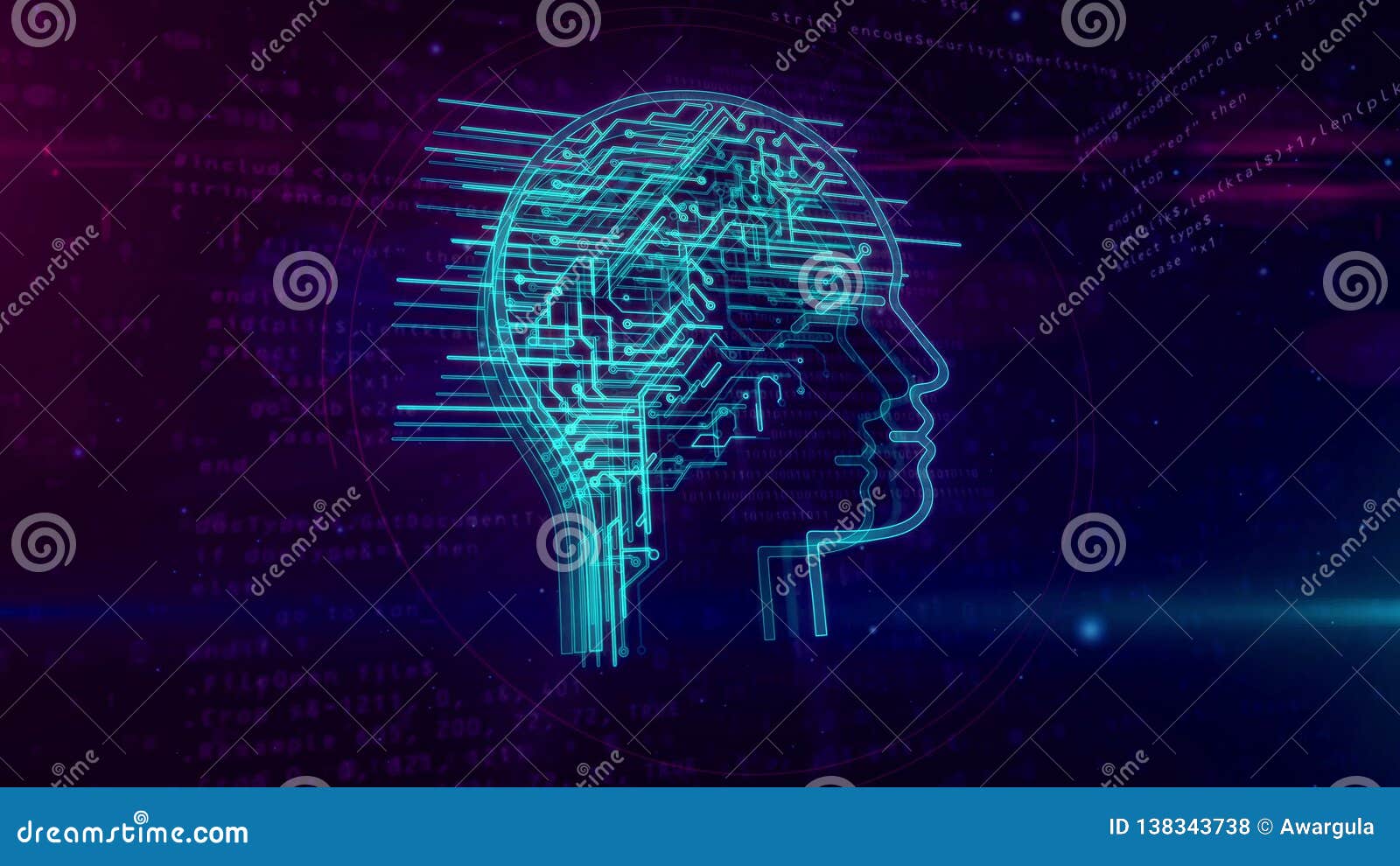 Artificial Intelligence Head Shape on Digital Background Loop Stock ...