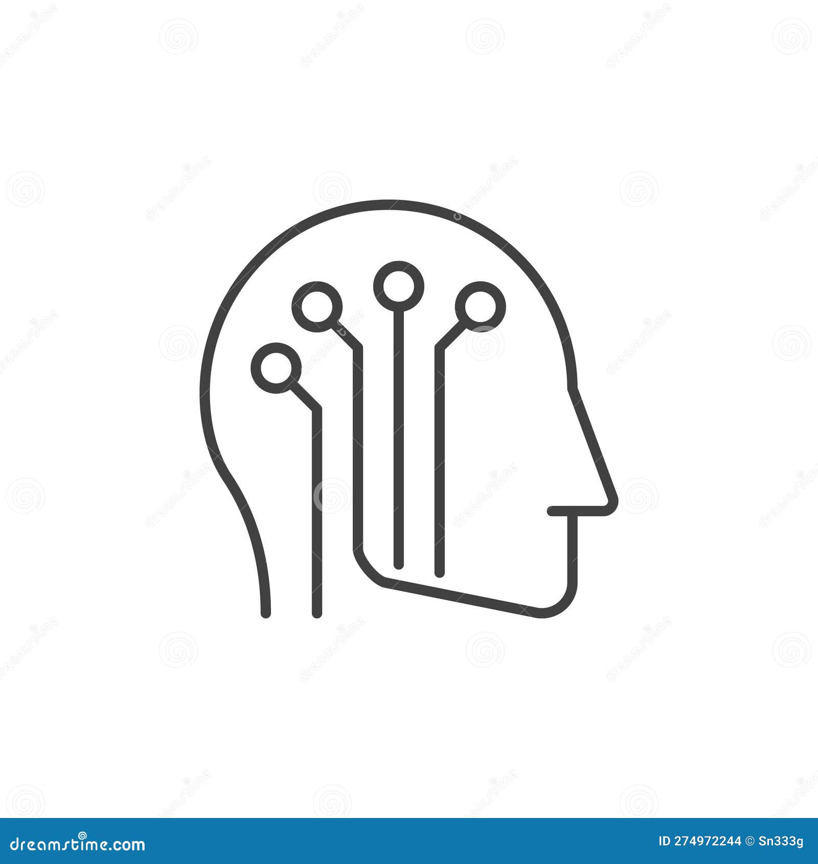 Artificial Intelligence Head Vector Robot Concept Outline Icon Stock ...