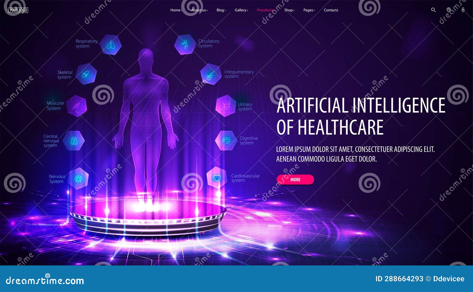 Artificial Intelligence and Healthcare Computer Database Concept. Human ...