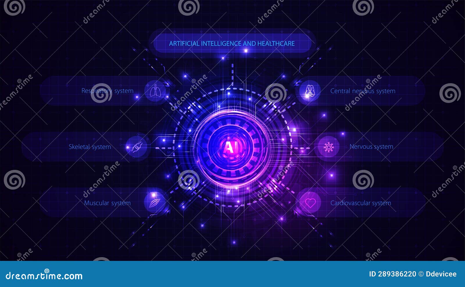 Artificial Intelligence and Healthcare Computer Database Concept. Tech ...