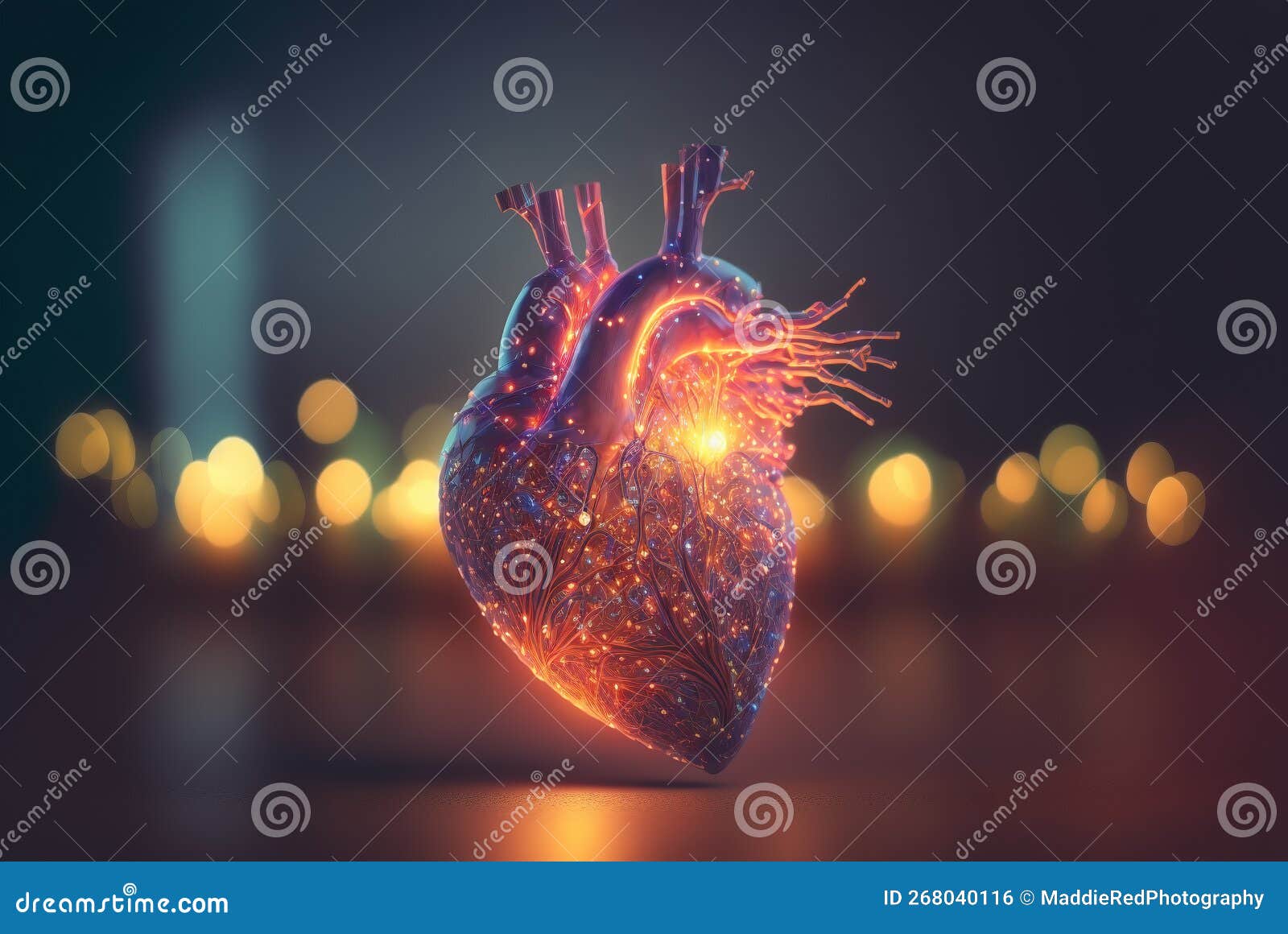 Artificial Intelligence Heart on a Bokeh Background. AI Sentience and Emotion Concept with a ...