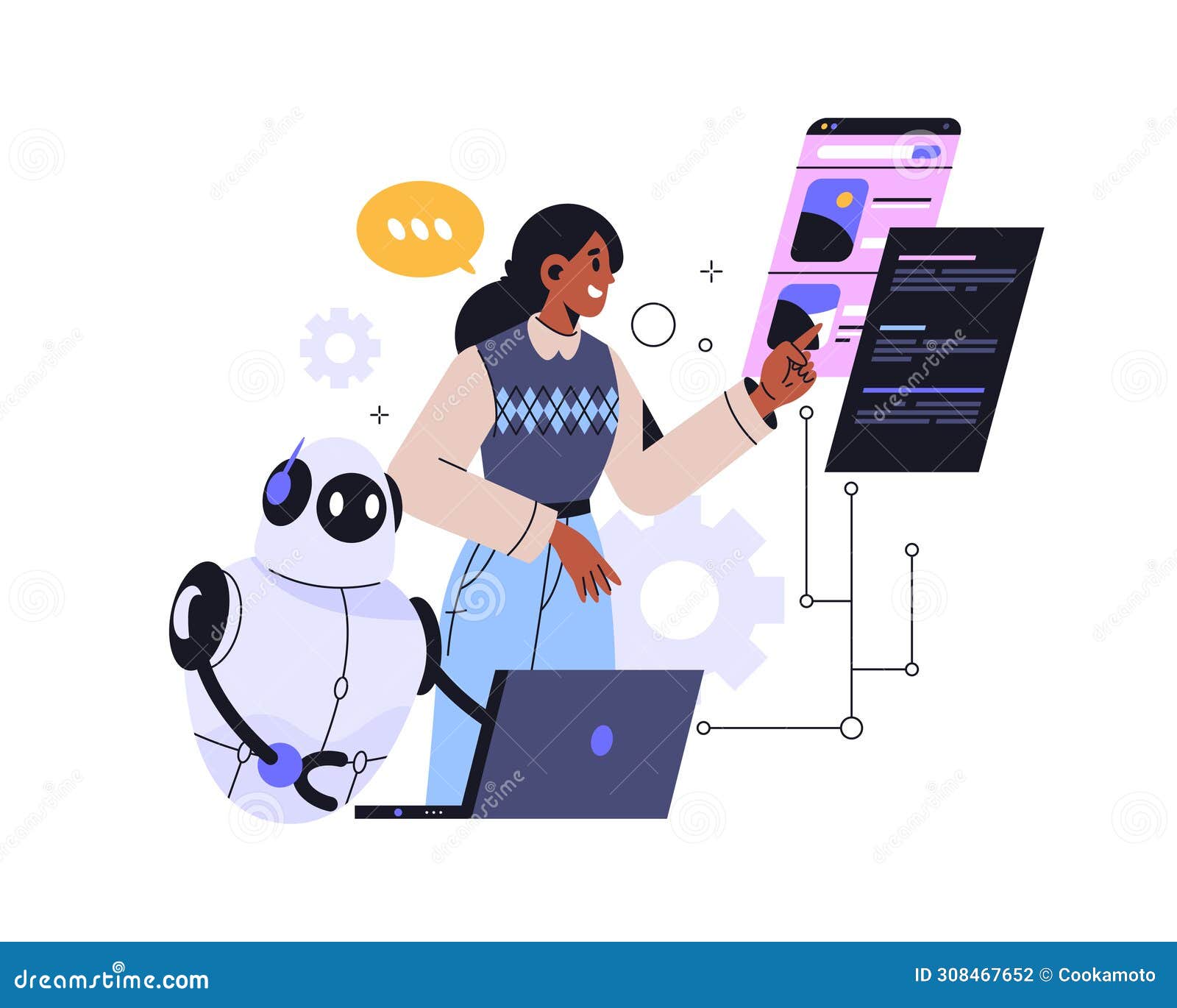 Artificial Intelligence Help Analyze Data. Vector Stock Vector ...