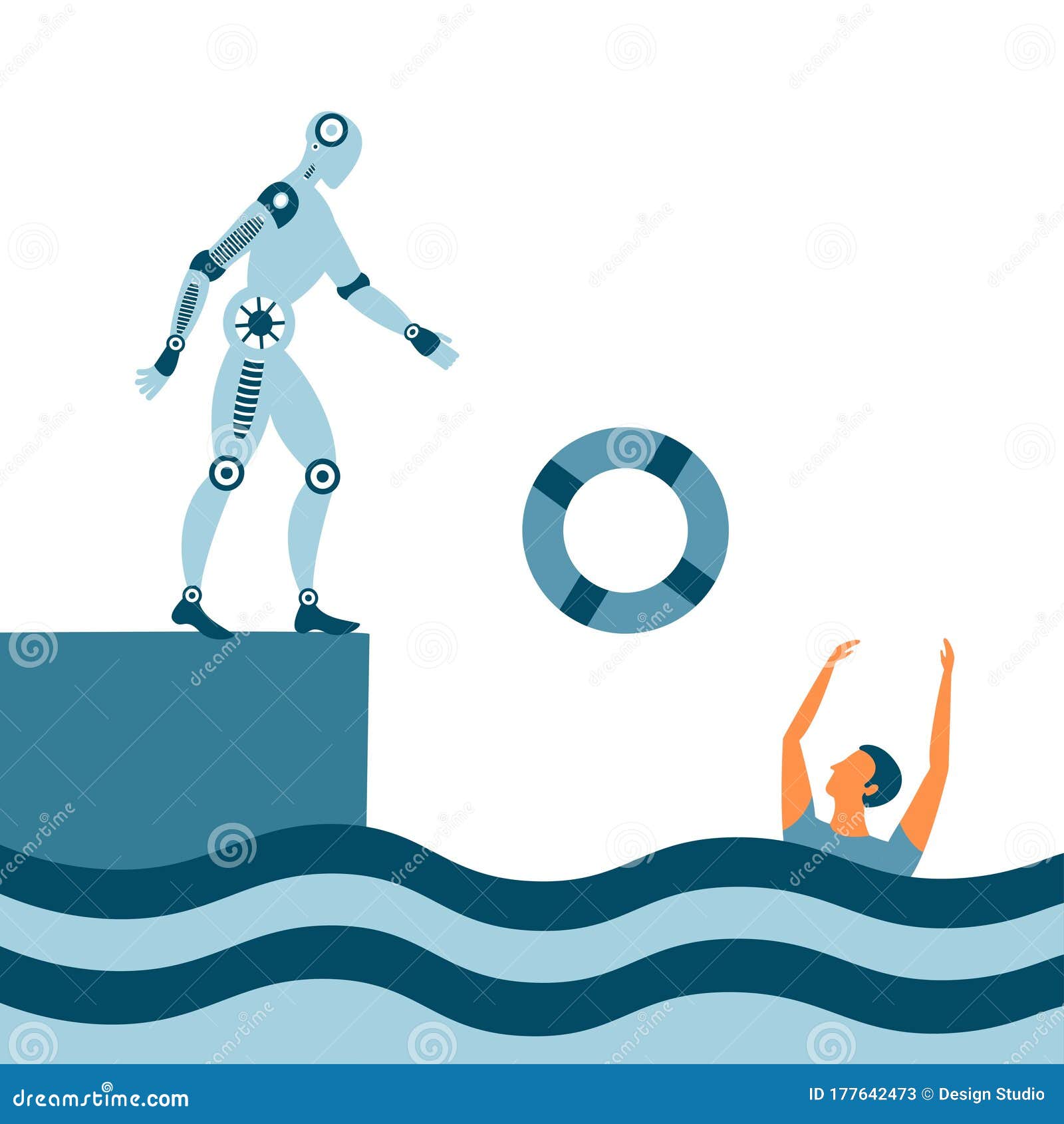 Throwing Lifebuoy On A Rope, Symbol Of Salvation, Concept Of Helping A ...