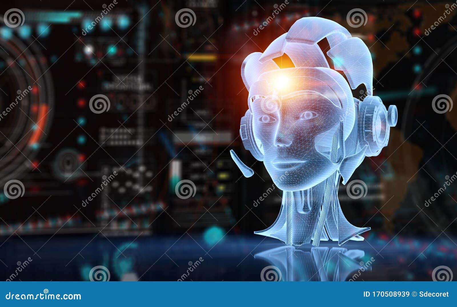 Artificial Intelligence Holographic Projection with Robot Head 3D ...