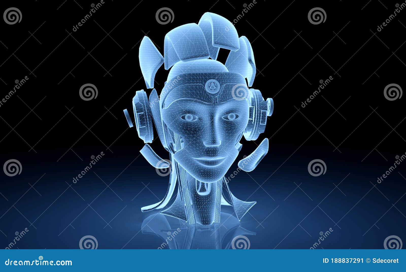 Artificial Intelligence Holographic Projection with Robot Head 3D ...