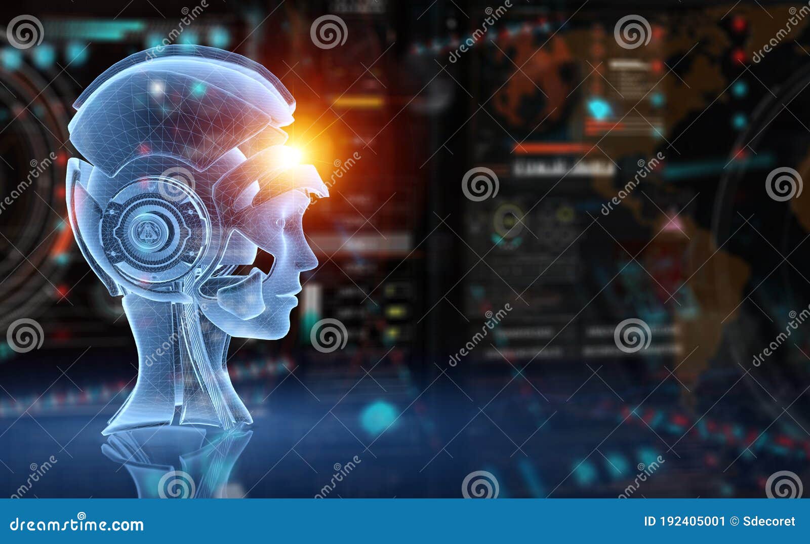 Artificial Intelligence Holographic Projection with Robot Head 3D ...