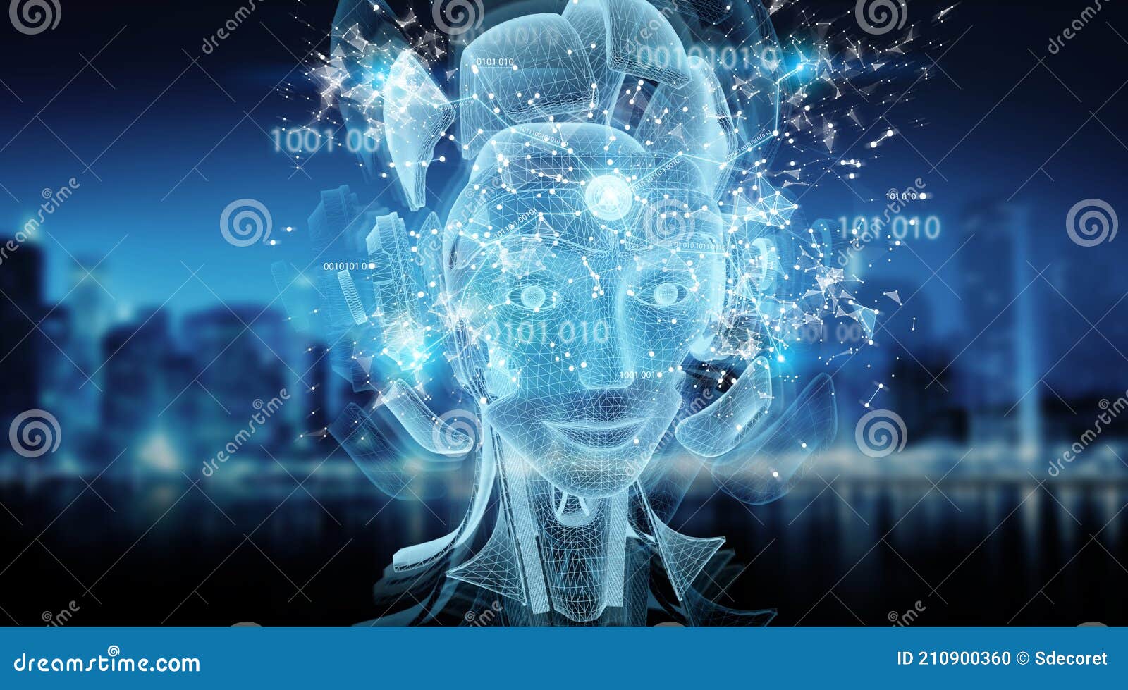 Artificial Intelligence Holographic Projection with Robot Head 3D ...