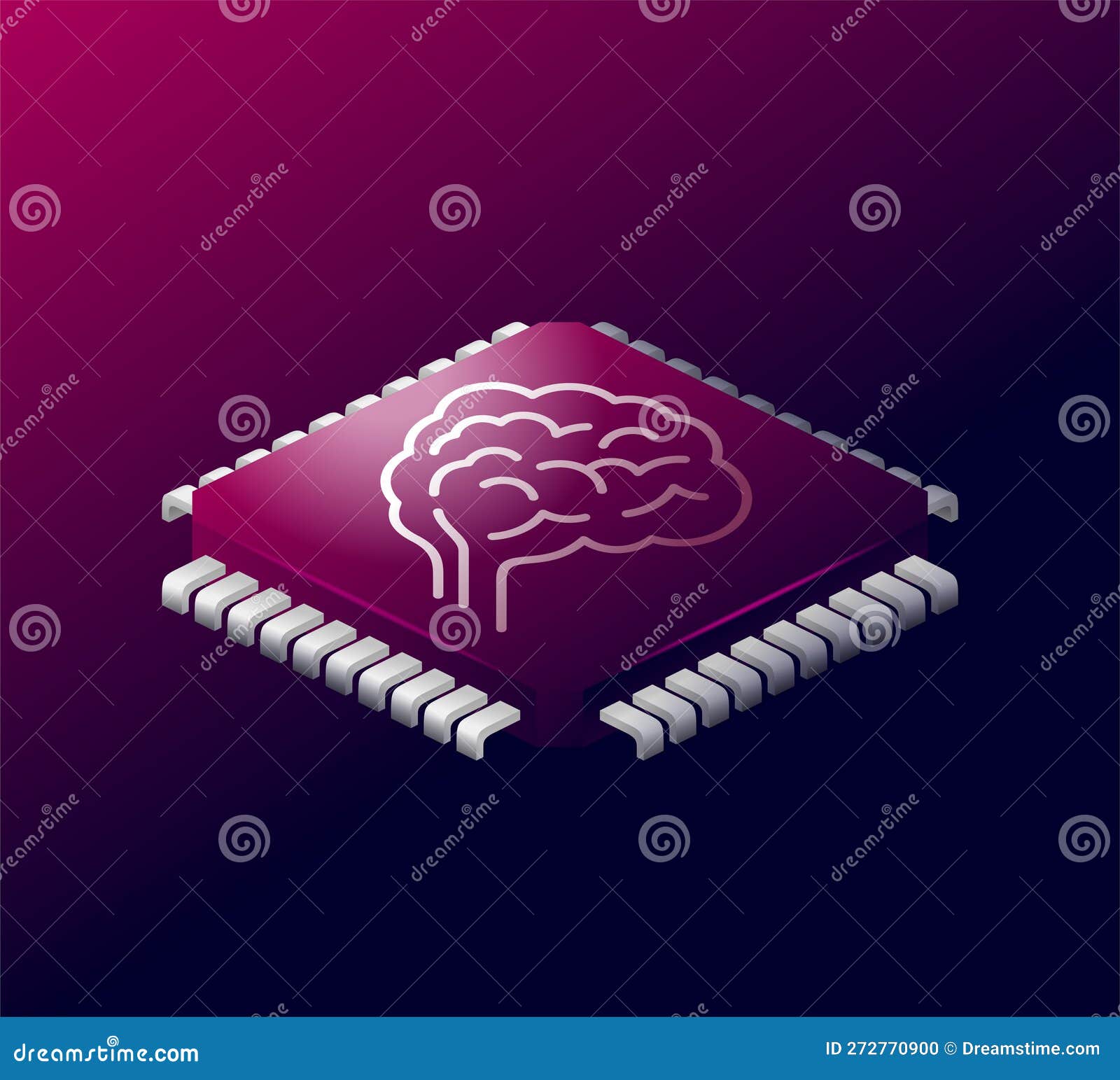 Artificial Intelligence - Human Brain and Chip Stock Vector ...