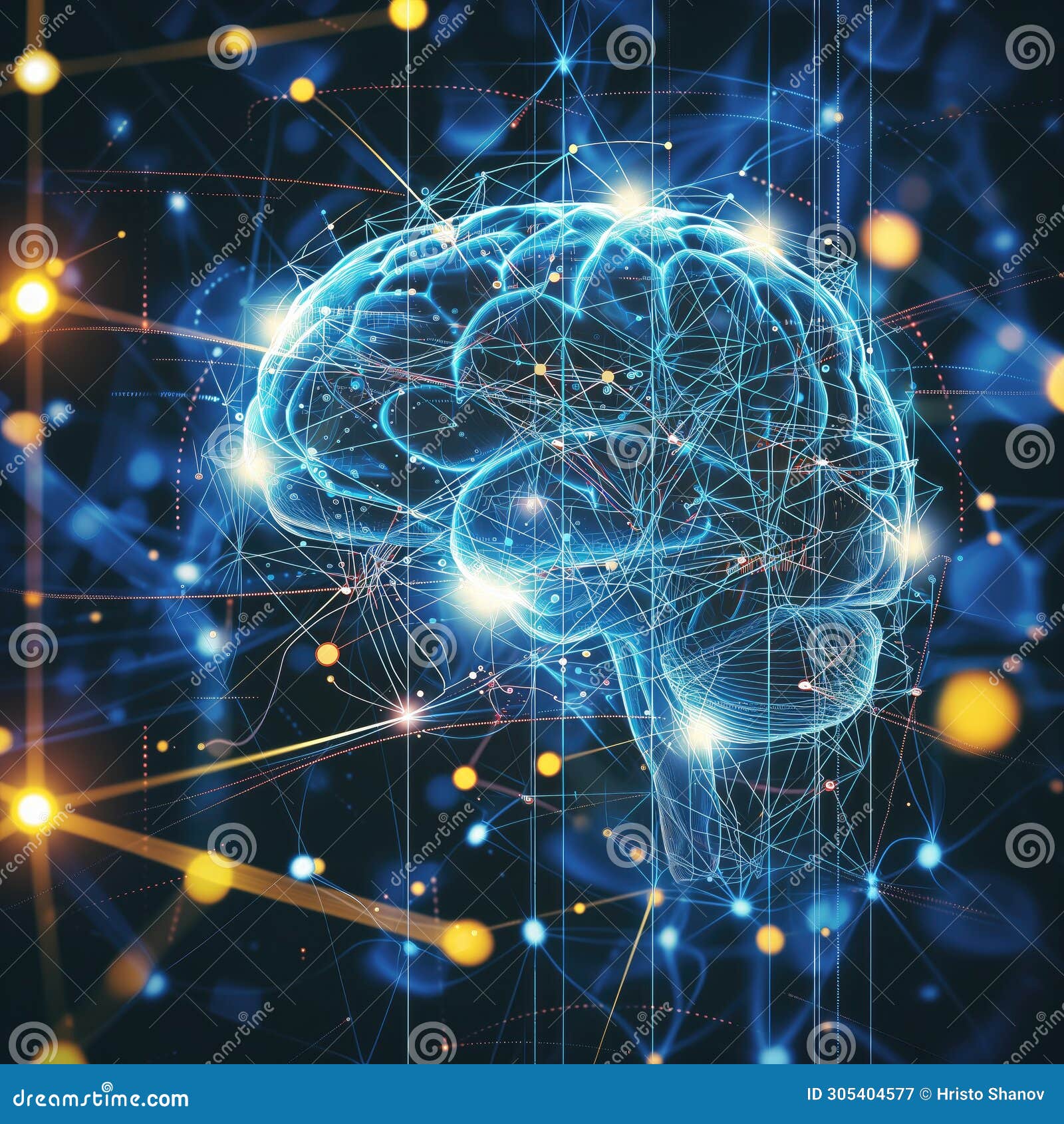 Artificial Intelligence and Human Brain Stock Illustration ...