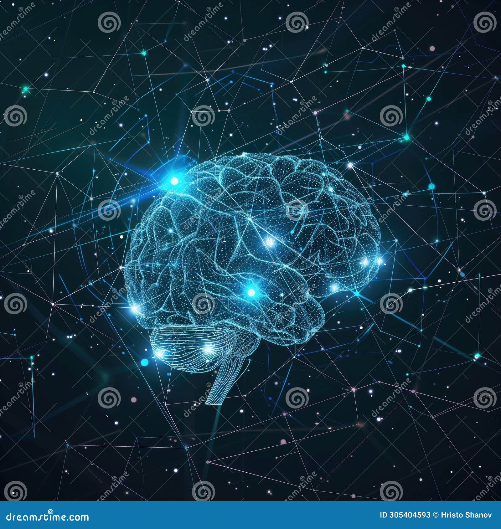 Artificial Intelligence and Human Brain Stock Illustration ...