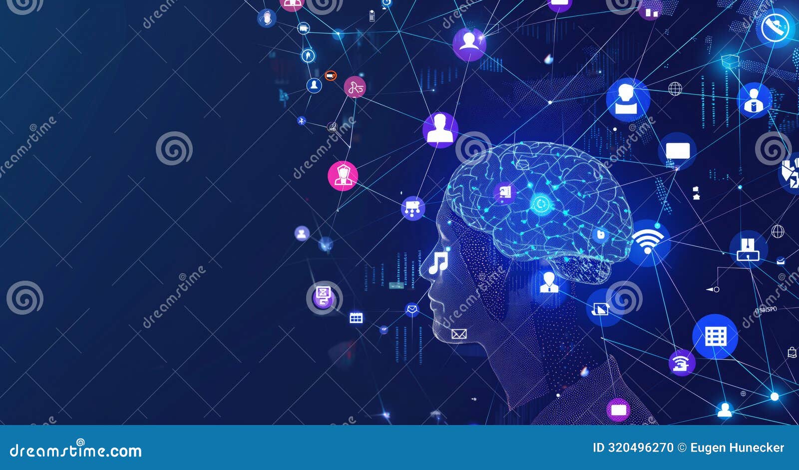 Artificial Intelligence and Human Brain Interface Concept on Digital ...