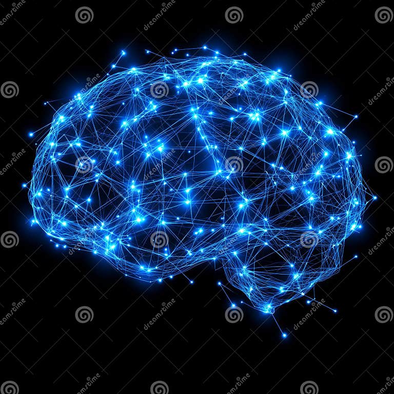 Artificial Intelligence. Human Brain Neurons Activity. Neural Network, Future Tech. 3D ...