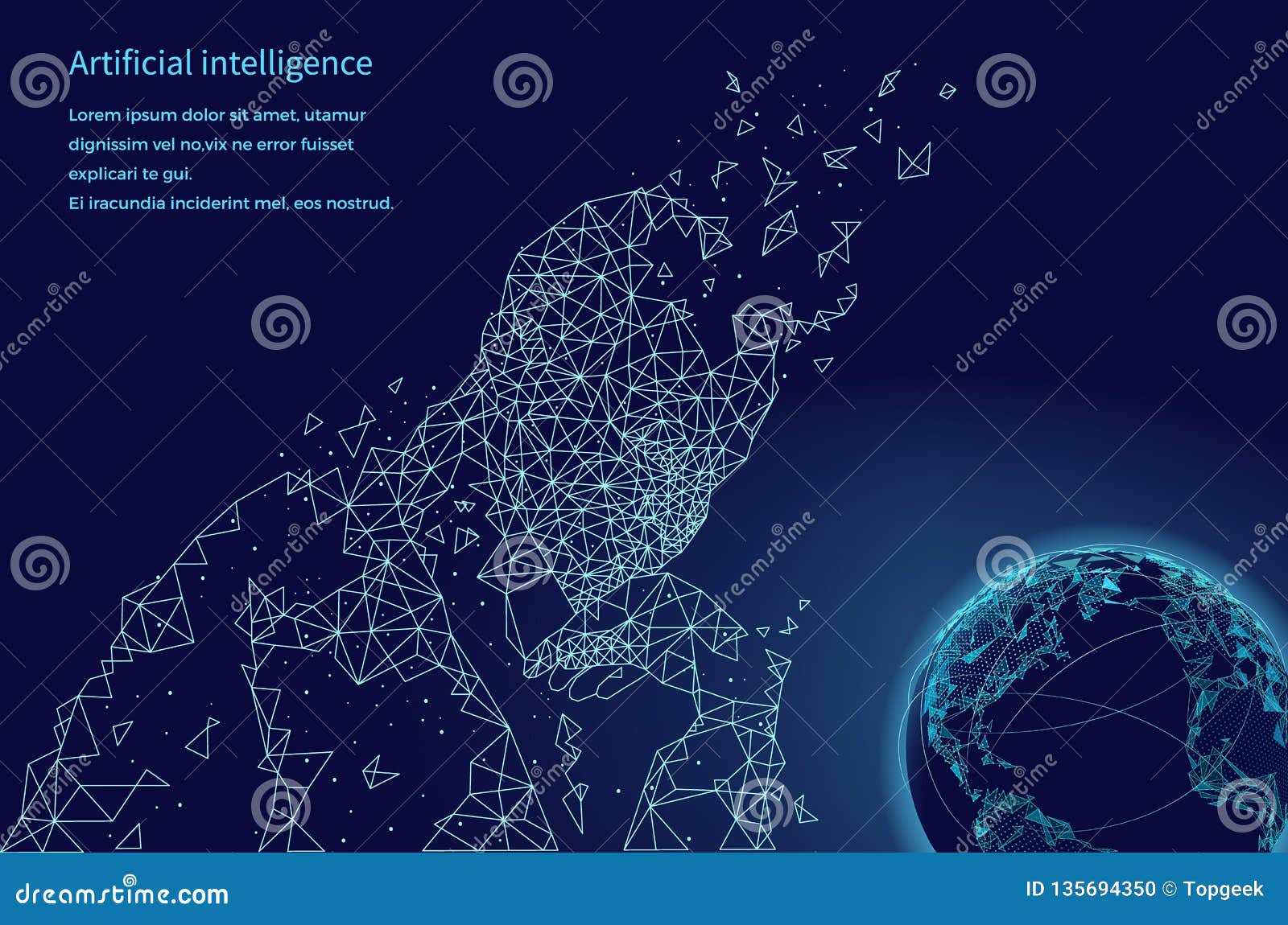 Artificial Intelligence Human and Globe Vector Stock Vector ...
