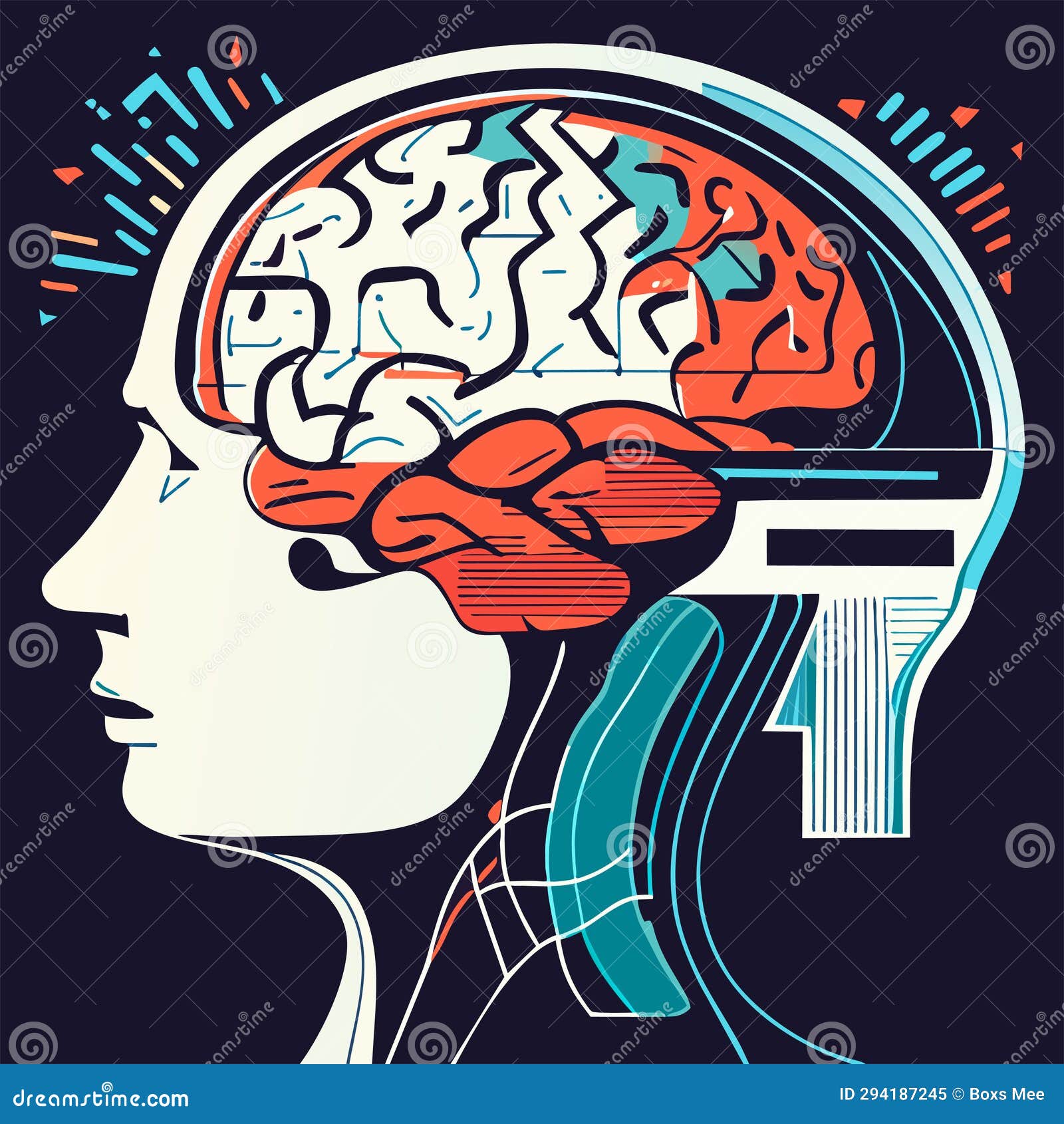 Artificial Intelligence. Human Head with Brain Stock Vector - Illustration of graphic, head ...