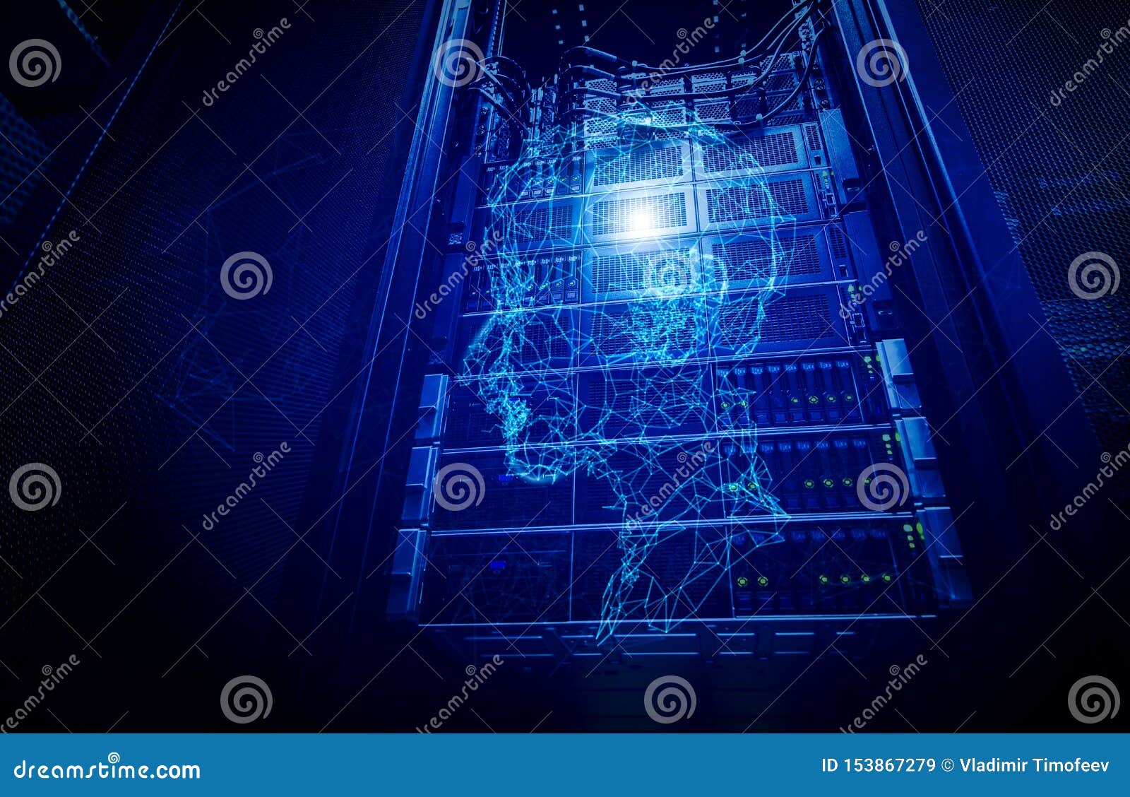Artificial Intelligence Human Head Made of Plexus Particles on ...