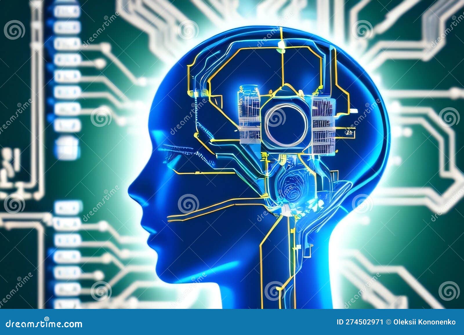 Artificial Intelligence. Human Head Outline with Circuit Board Inside ...