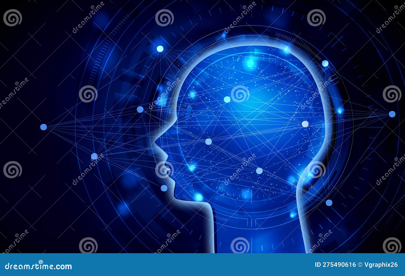 Artificial Intelligence, Humanoid Brain. Illustration Image Background ...