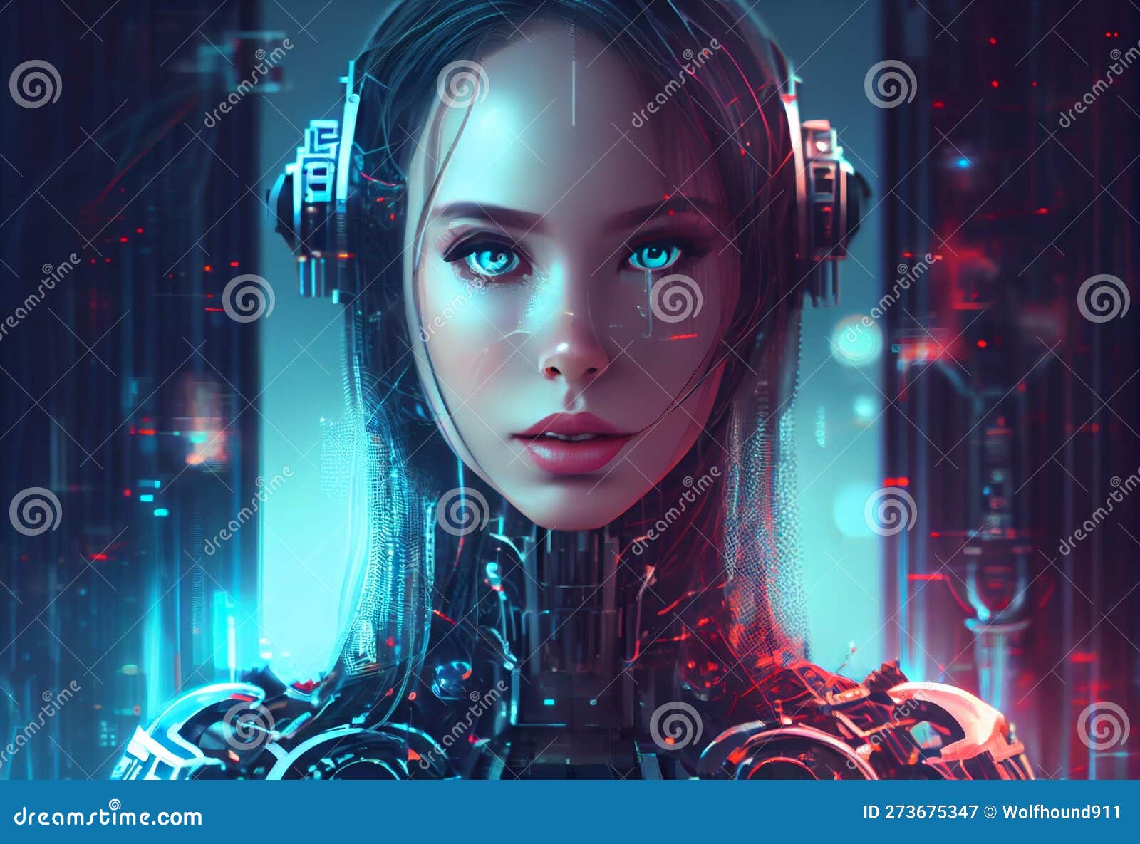 Artificial Intelligence a Humanoid Cyber Girl with Technology Smart ... Artificial Intelligence a Humanoid Cyber Girl with Technology Smart ...