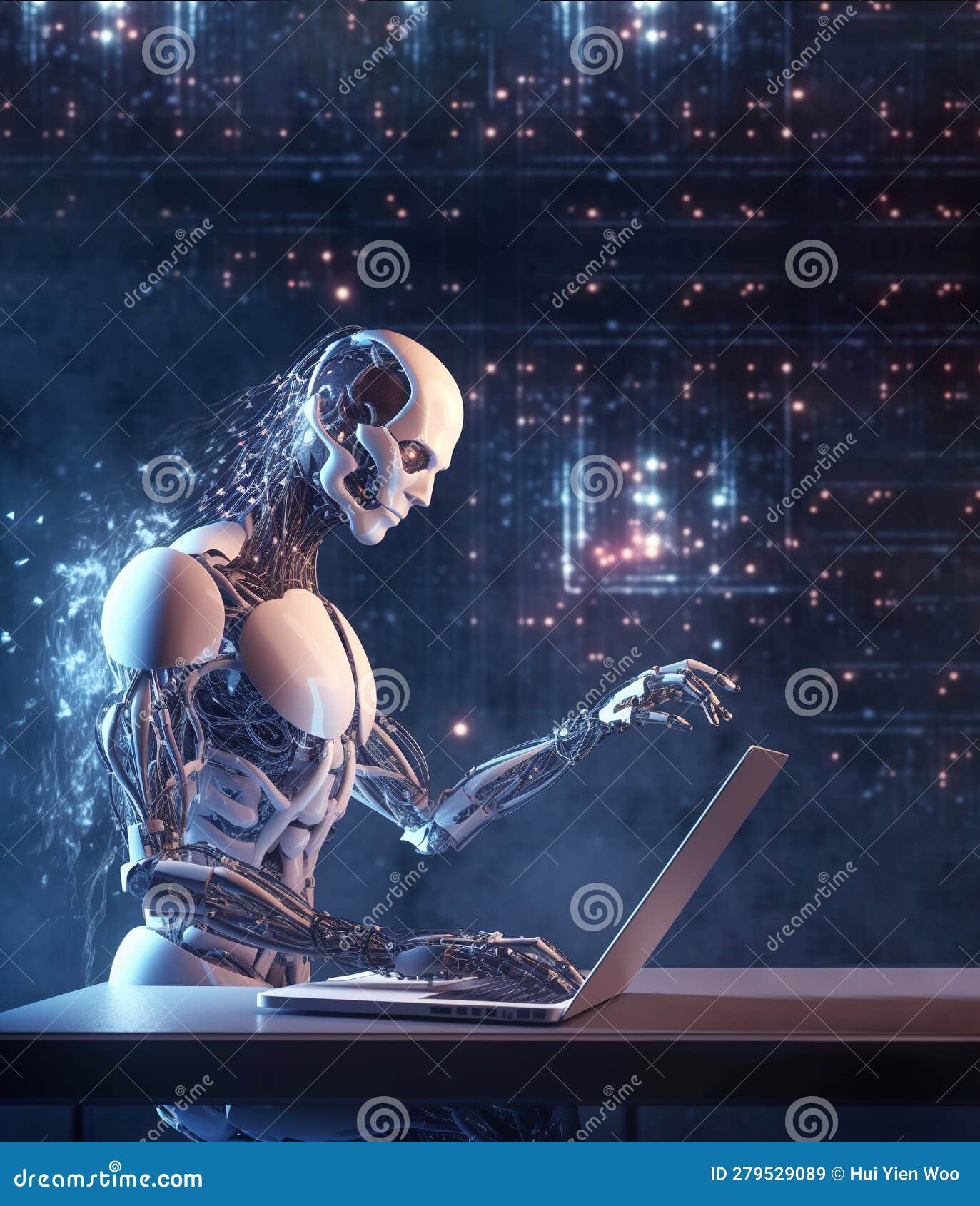 Artificial Intelligence, a Humanoid Cyber Robot Using Laptop Learning To Process Big Data ...
