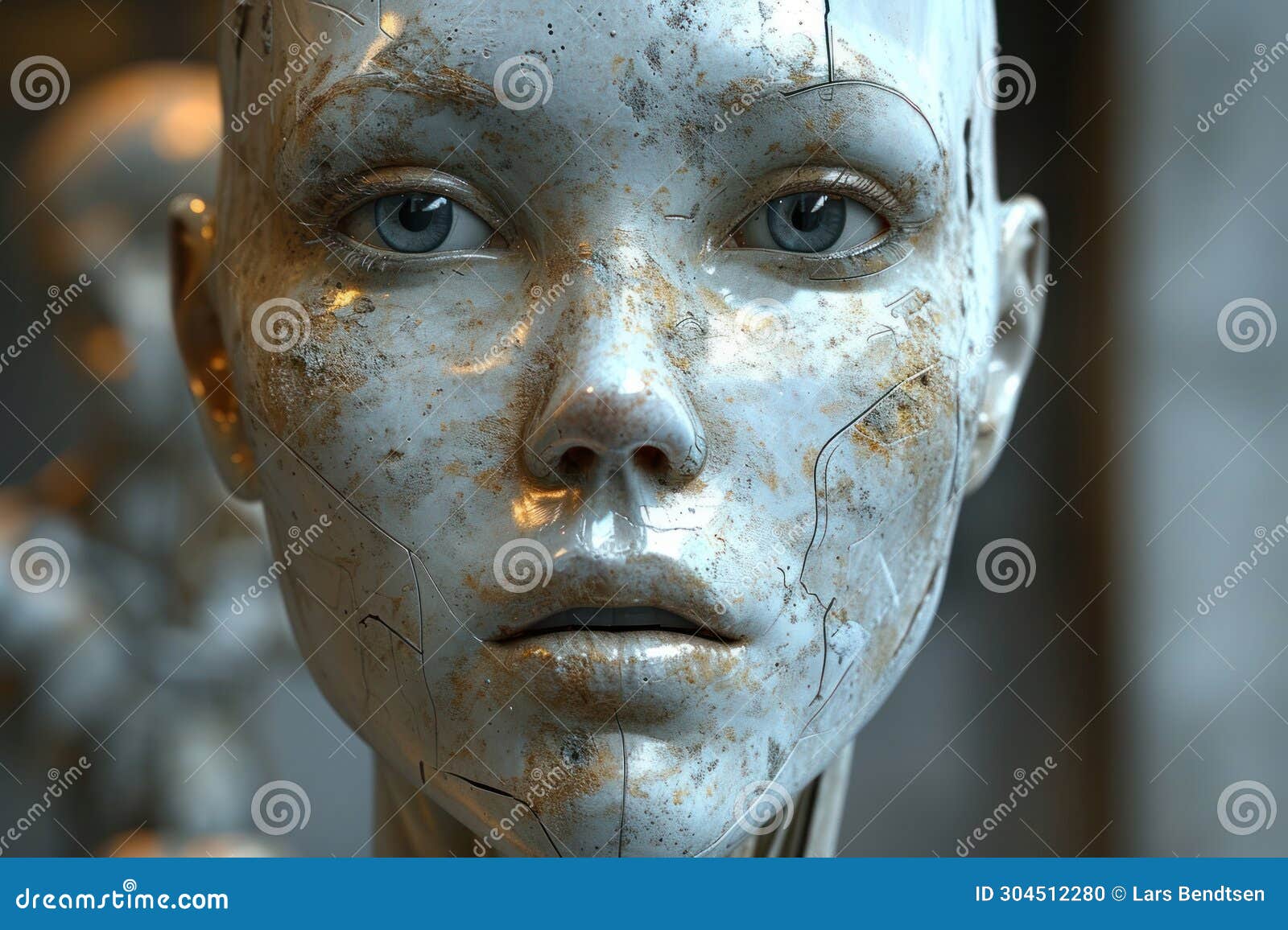 Artificial Intelligence Humanoid Head - AI Generated Stock Illustration ...