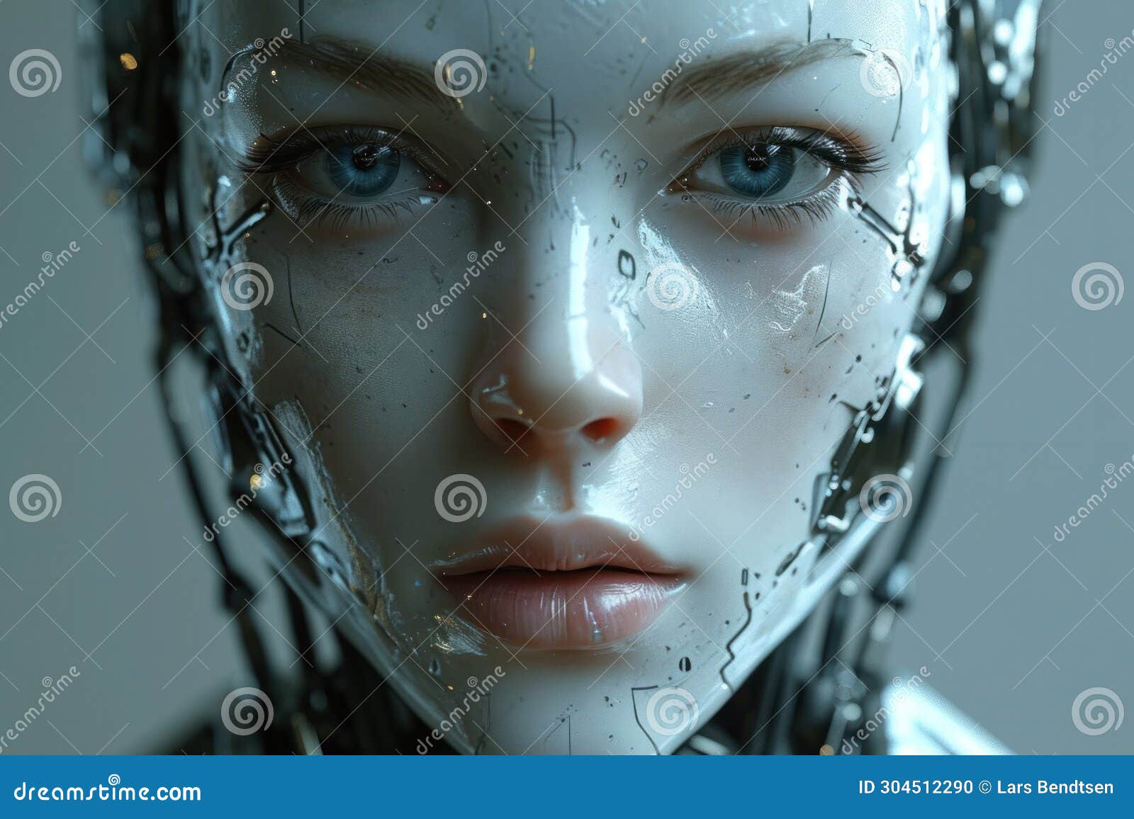 Artificial Intelligence Humanoid Head - AI Generated Stock Illustration ...