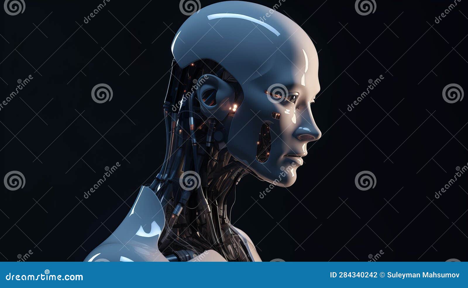 Artificial Intelligence in Humanoid Head Stock Illustration ...