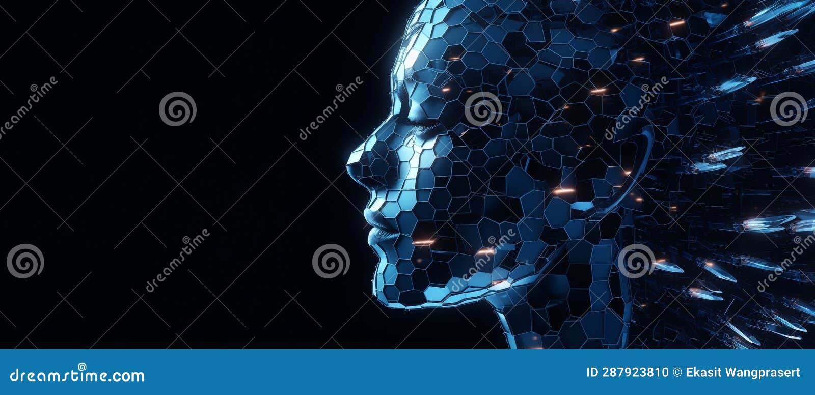 Artificial Intelligence Humanoid Head with Neural Network. AI Head with ...
