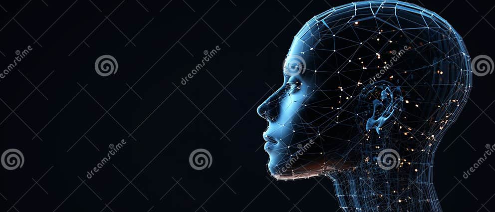 Artificial Intelligence Humanoid Head with Neural Network. AI Head with ...