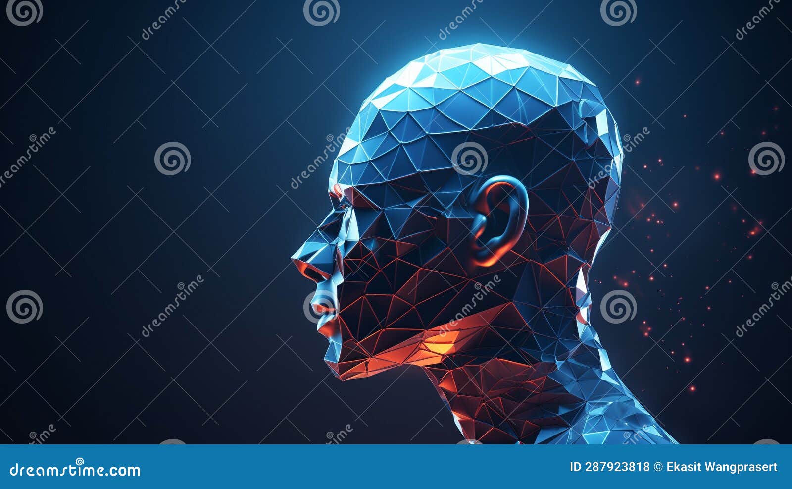 Artificial Intelligence Humanoid Head with Neural Network. AI Head with ...