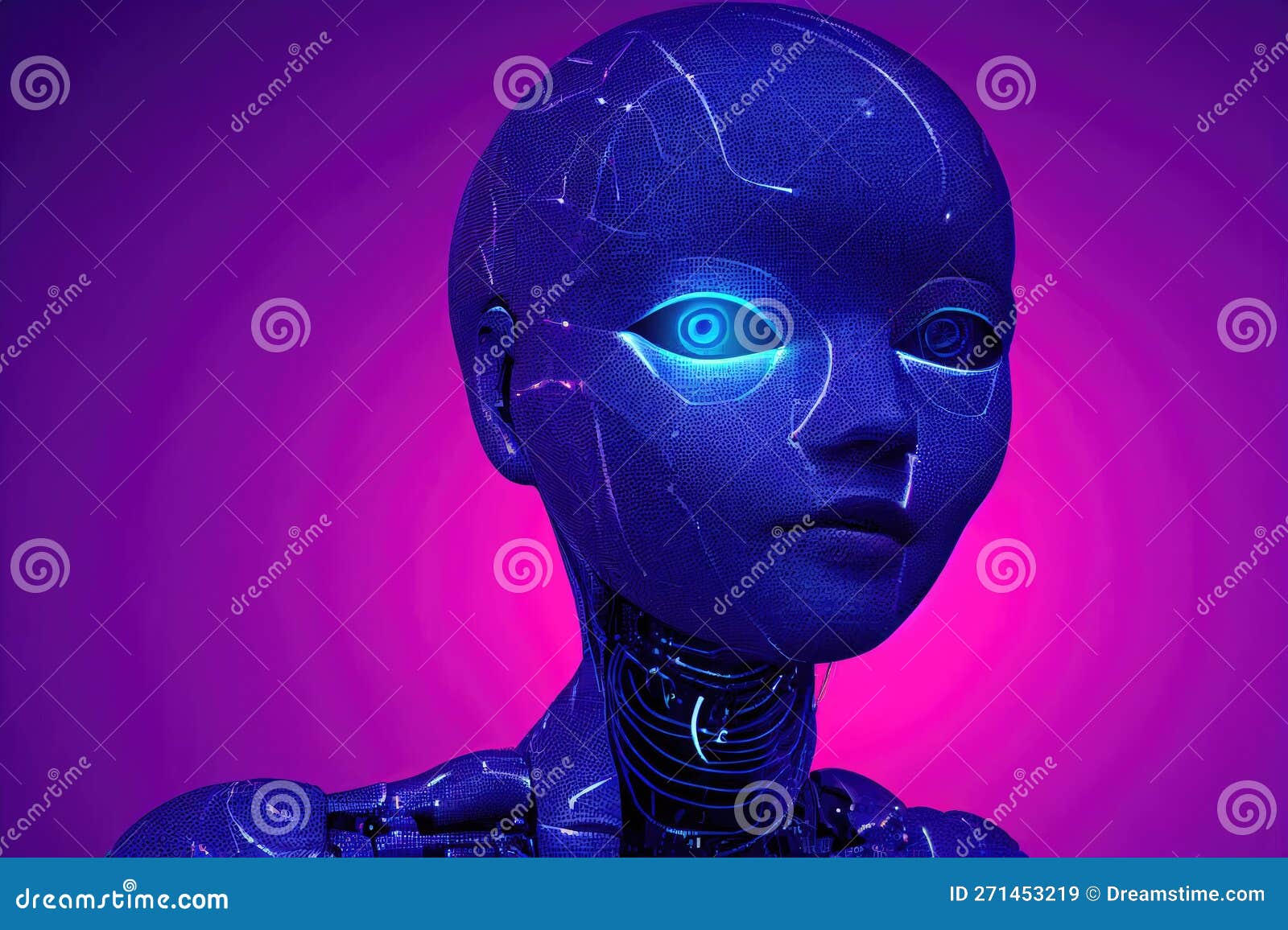 Artificial Intelligence in Humanoid Head with Neural Network Thinks. AI with Digital Brain is ...