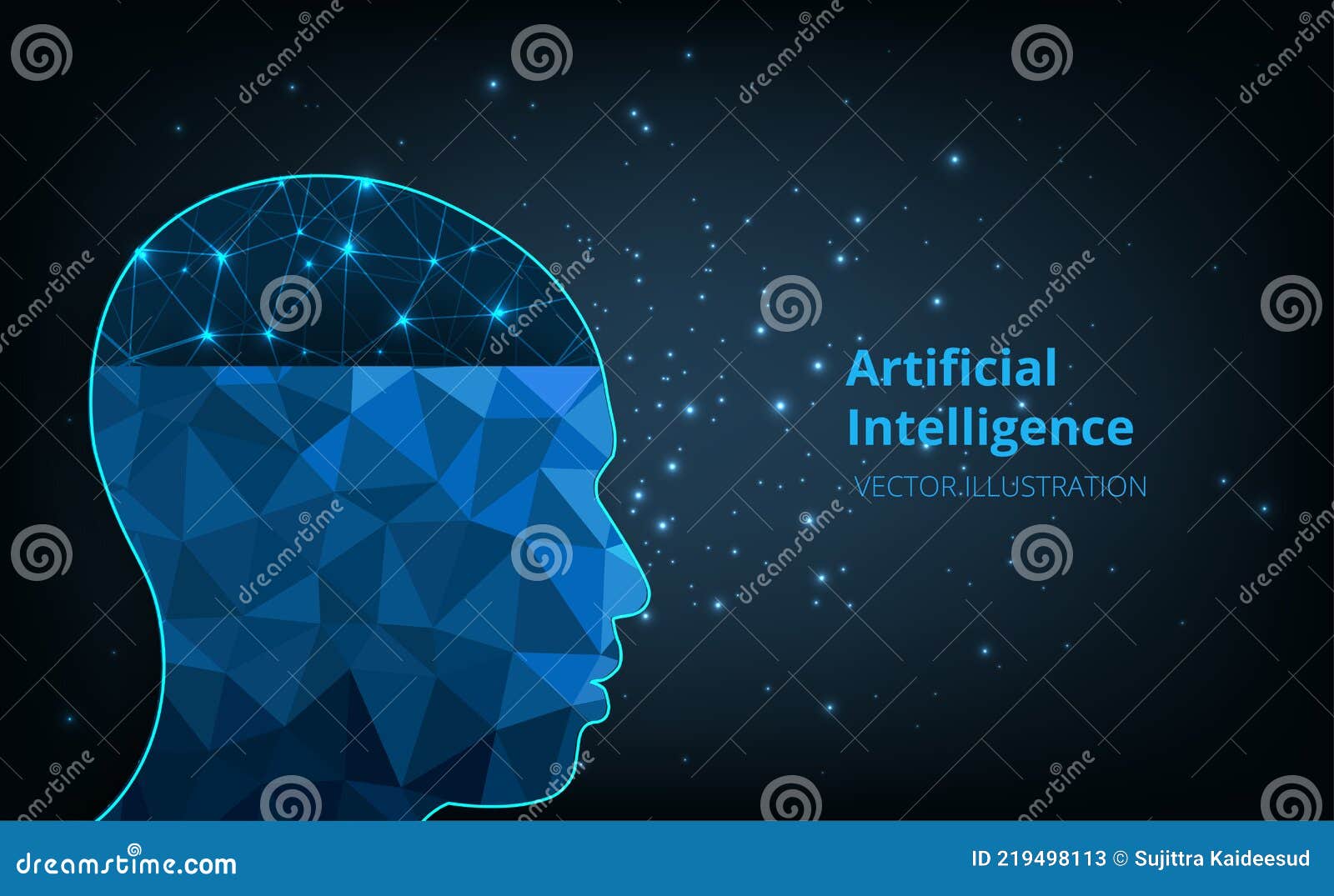 Artificial Intelligence in Humanoid Head. Stock Illustration ...