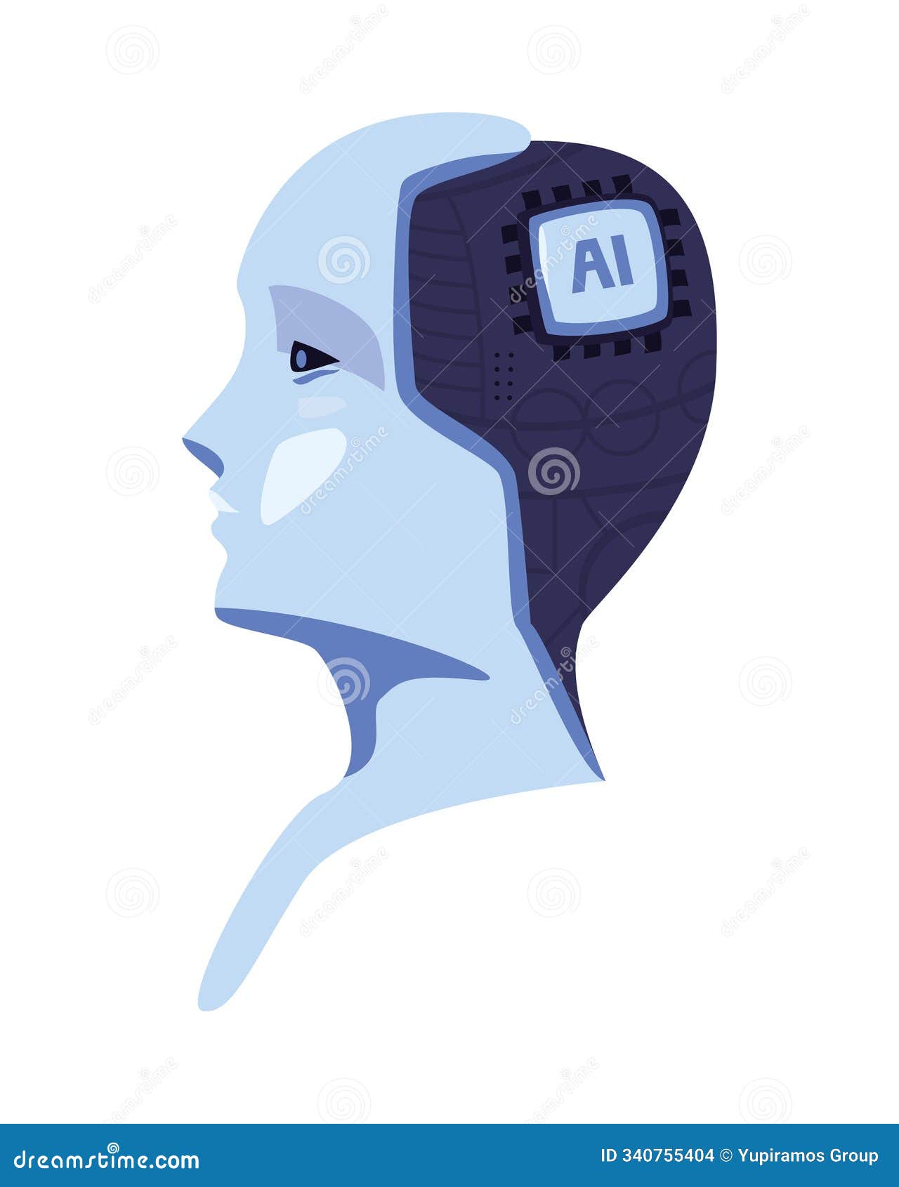 Artificial Intelligence in Humanoid Robot Stock Illustration - Illustration of future, solution ...