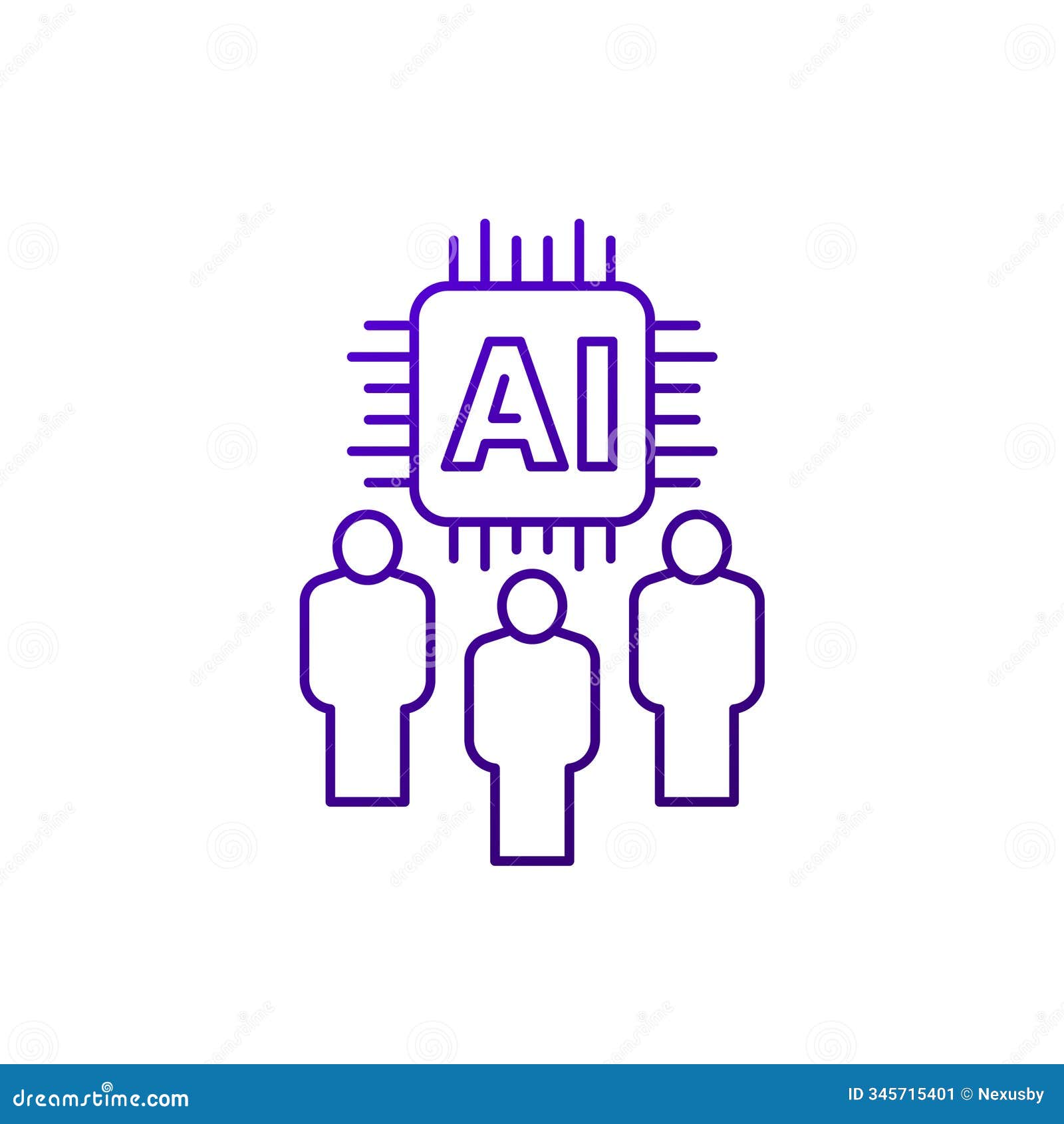 Artificial Intelligence and Humans Line Icon Stock Illustration ...
