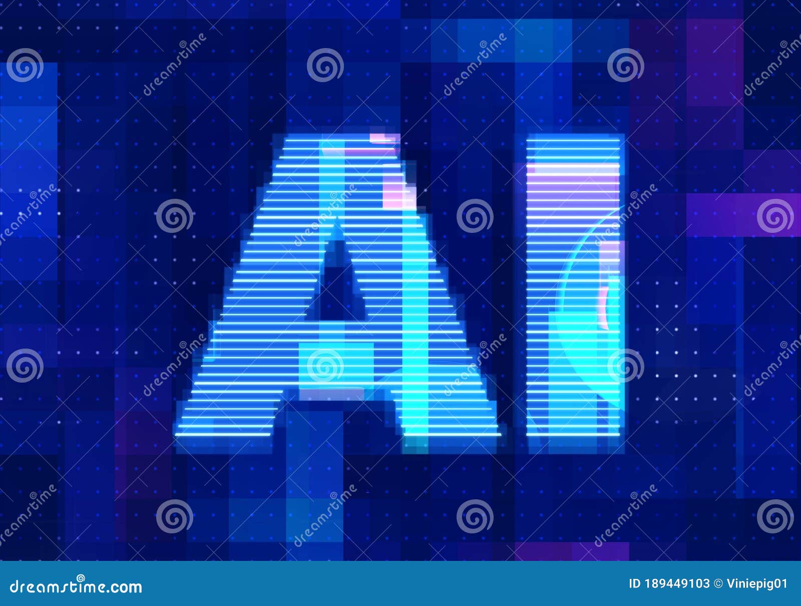 Artificial Intelligence Icon AI Technology Blue Background. Stock ...