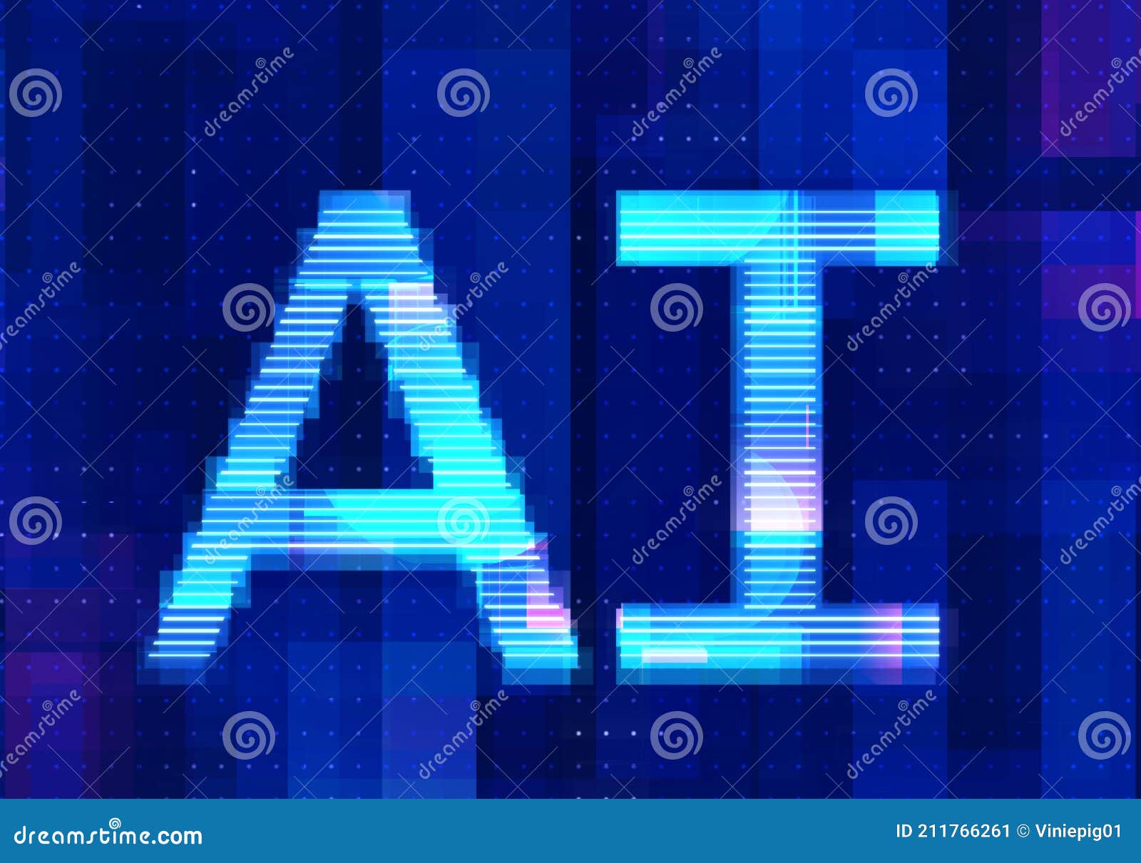 Artificial Intelligence Icon AI Technology Blue Background. Stock ...