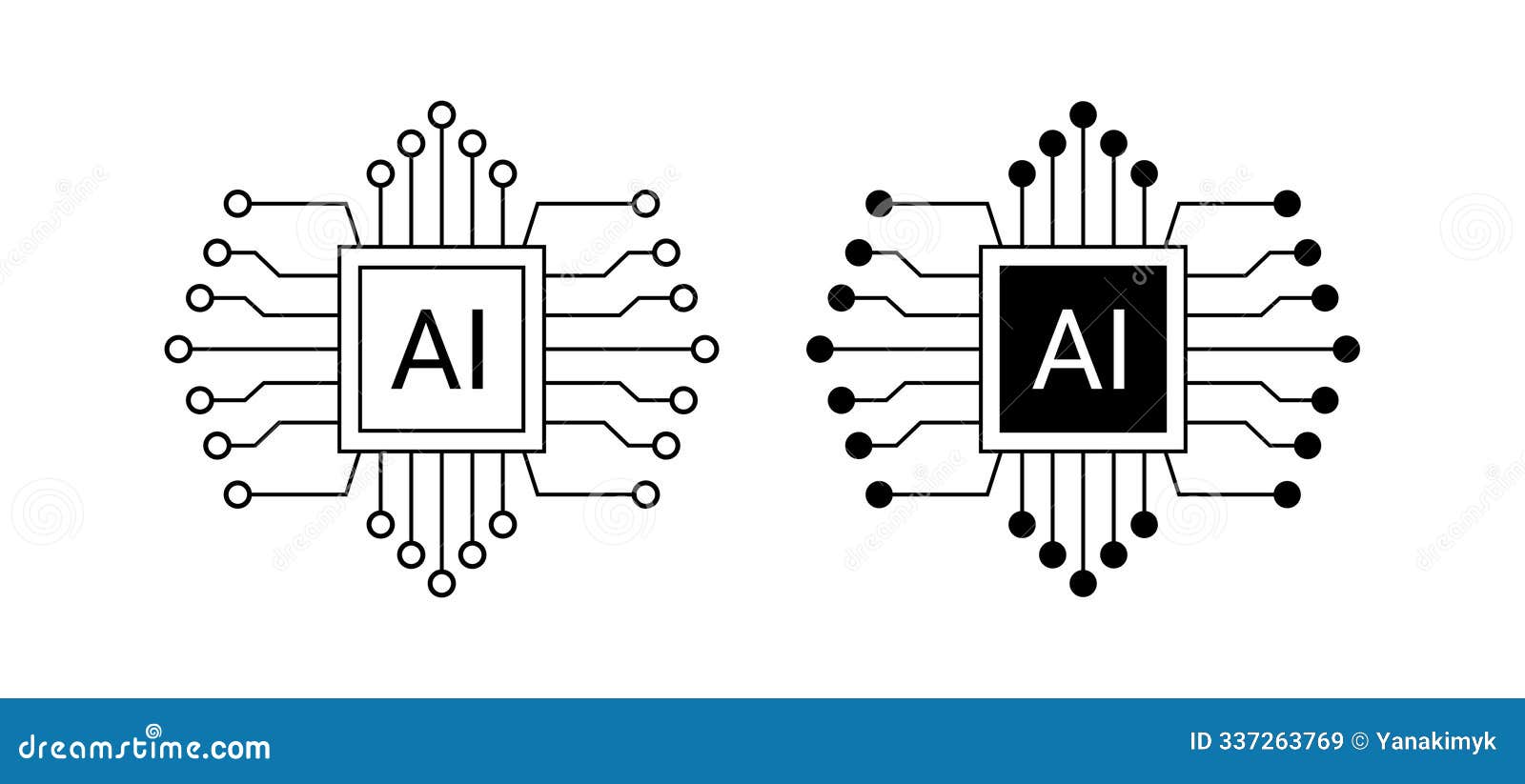 Artificial Intelligence Icon Design Emblem Collection. AI Circuit Chip ...