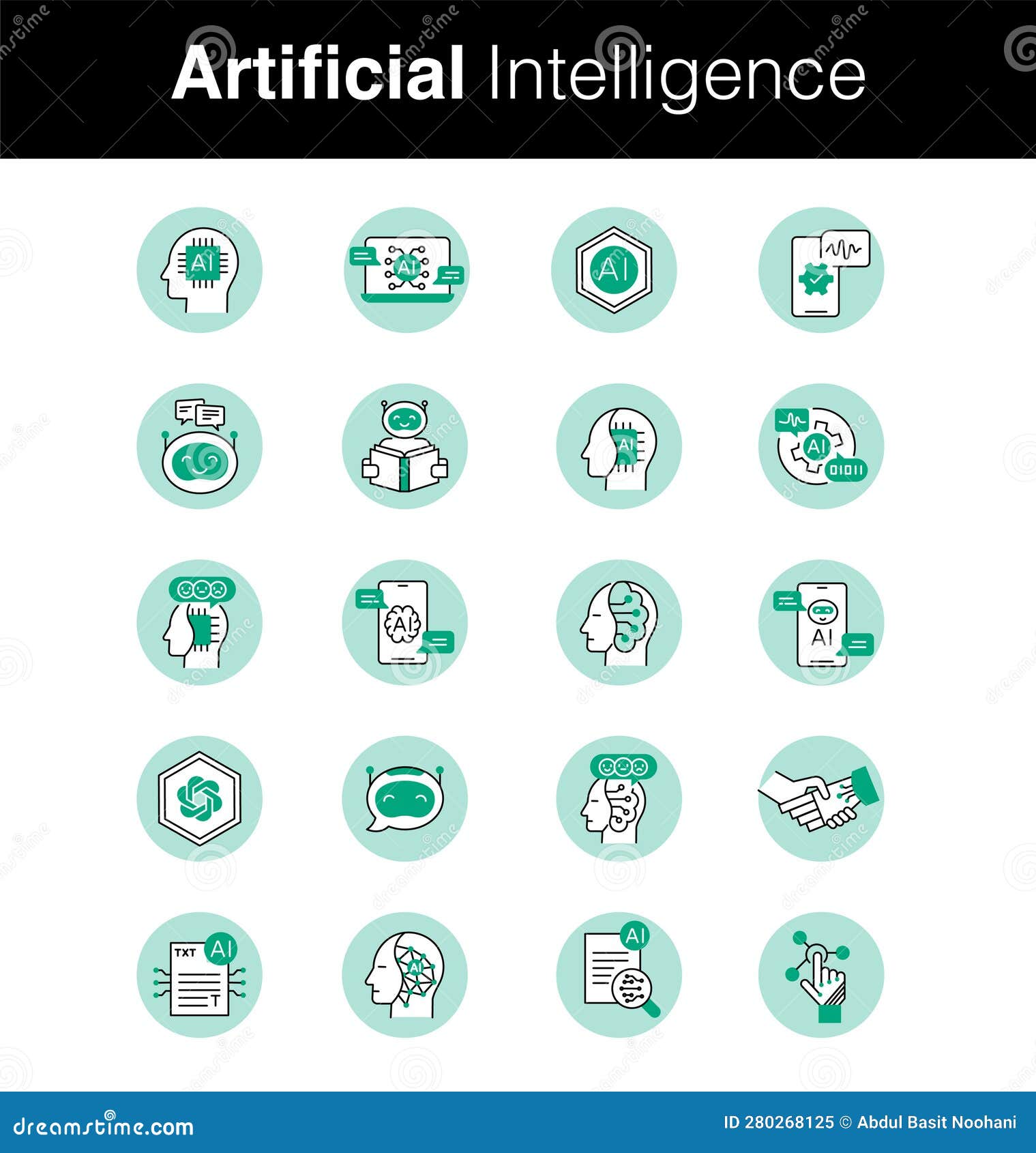 Artificial Intelligence Icon Set - AI Icons -- AI Symbol Set ...