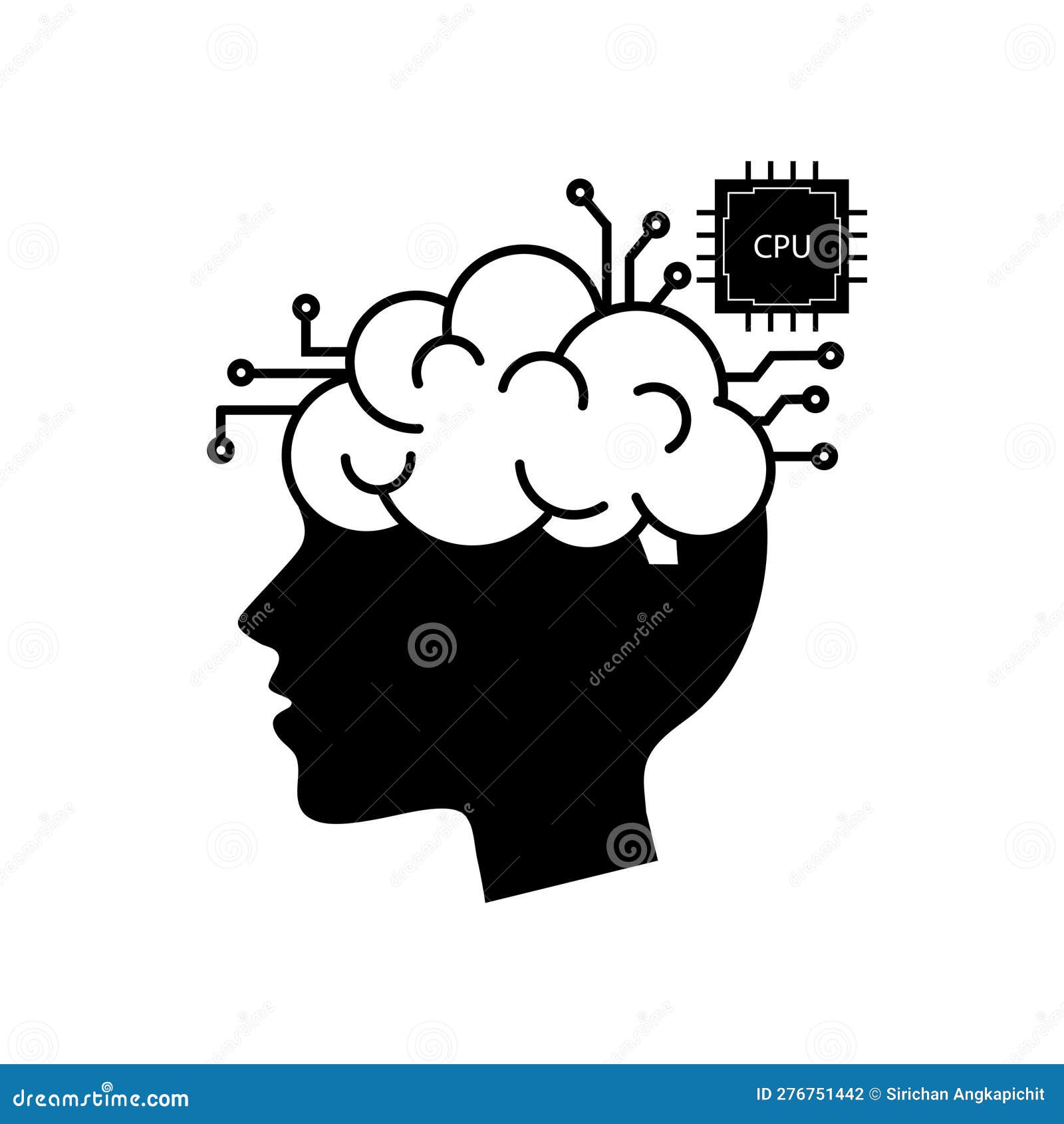 Artificial Intelligence Icon Symbol Technology System and Head. Stock ...