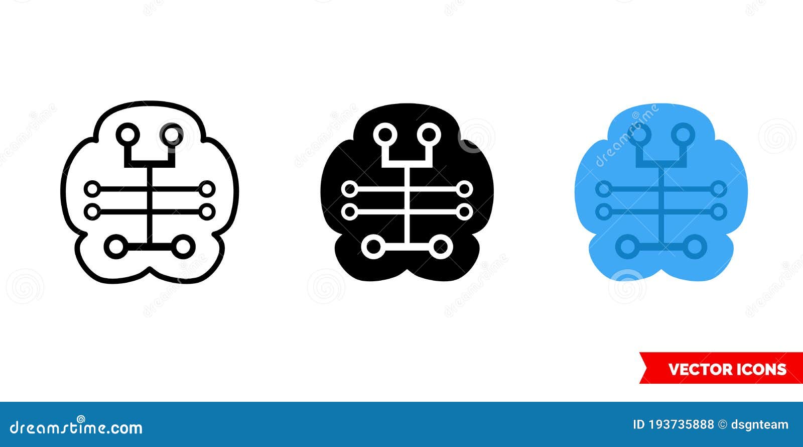 Artificial Intelligence Icon Of 3 Types Color, Black And White, Outline ...