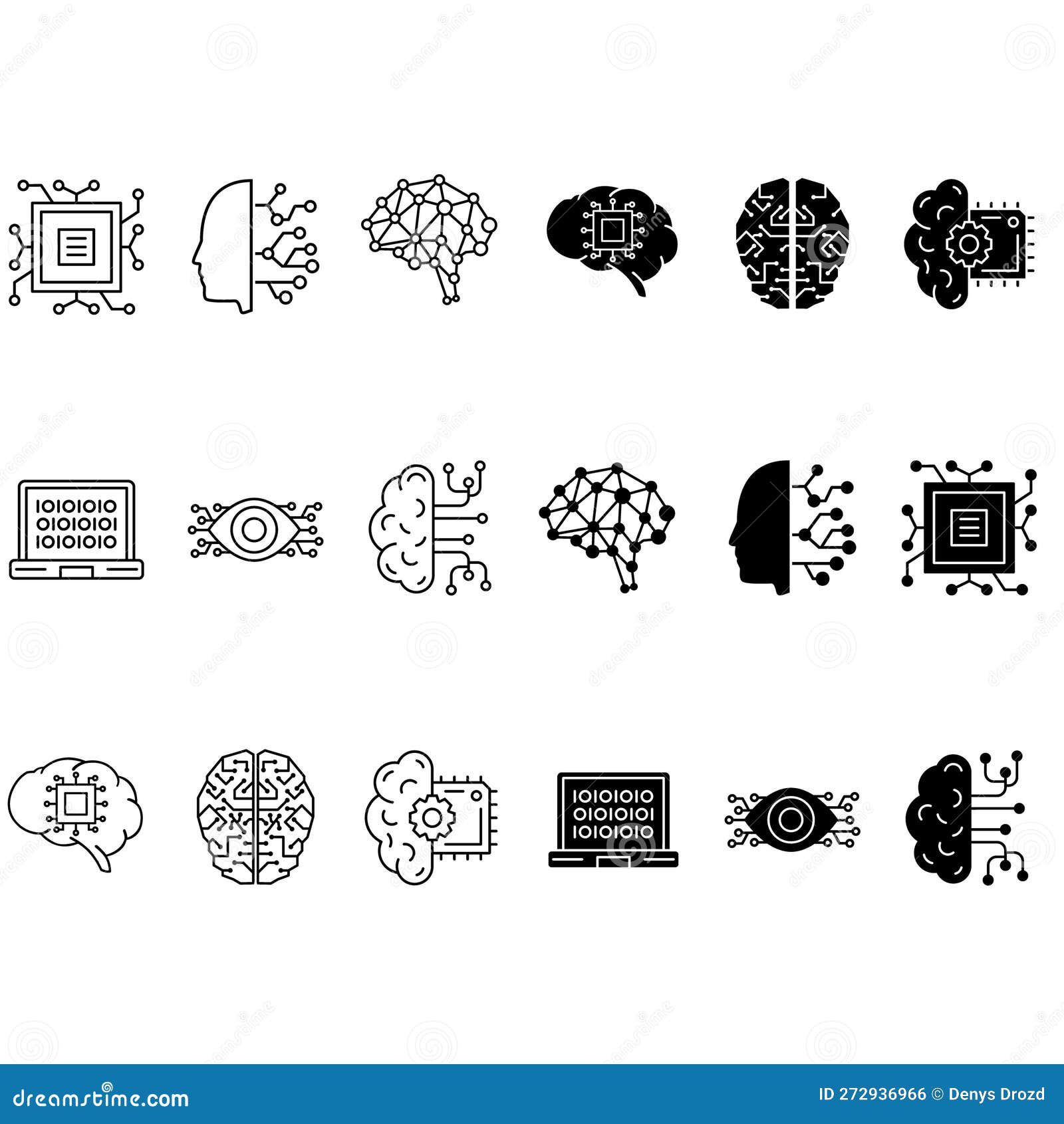 Artificial Intelligence Icon Vector Set. AI Illustration Sign ...