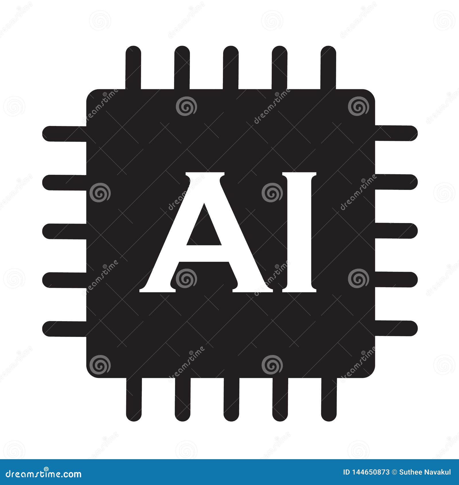 Artificial Intelligence Icon on White Background. Flat Style Stock ...