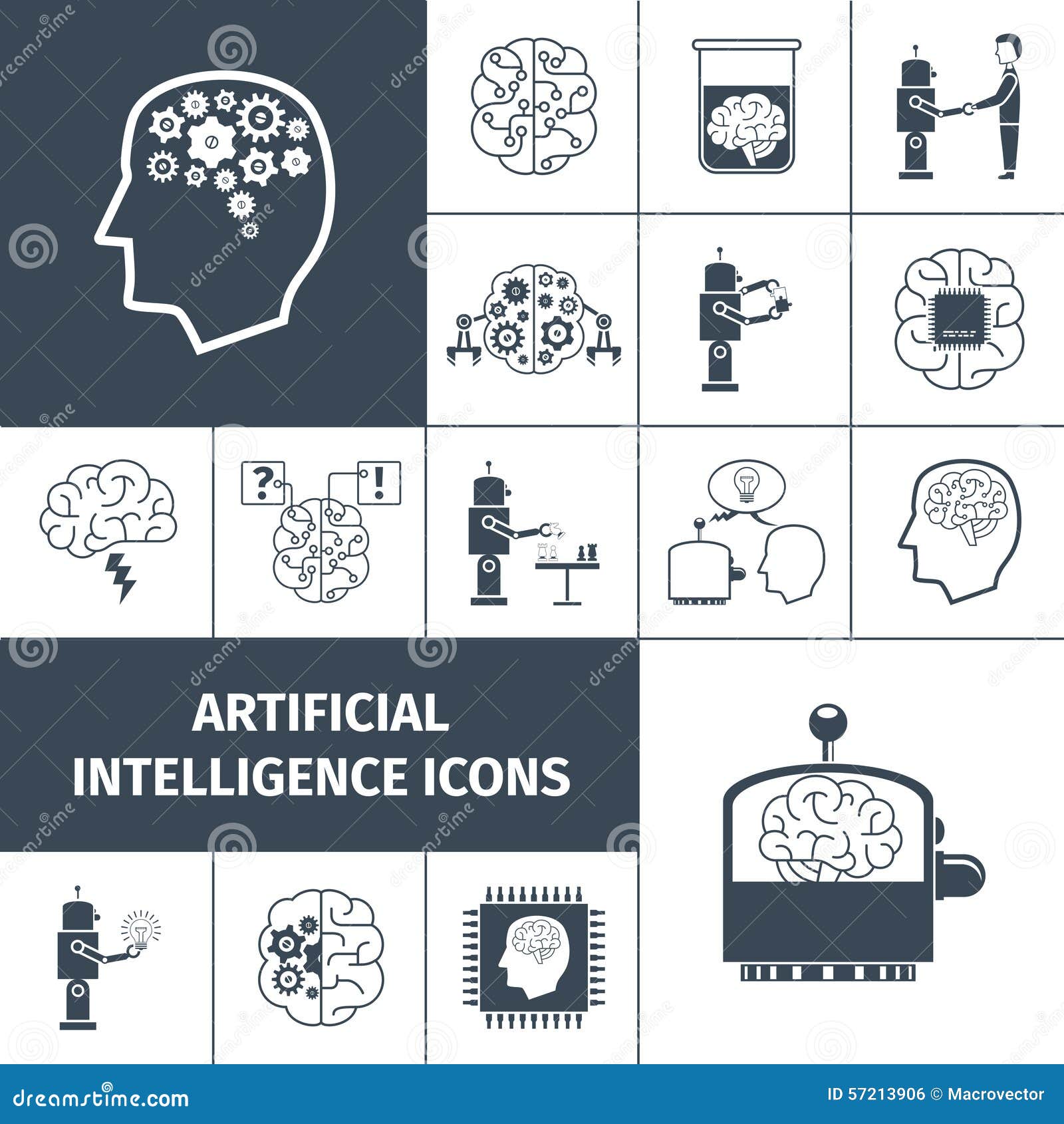 Artificial Intelligence Icons Black Stock Vector - Illustration of ... Artificial Intelligence Icons Black Stock Vector - Illustration of ...